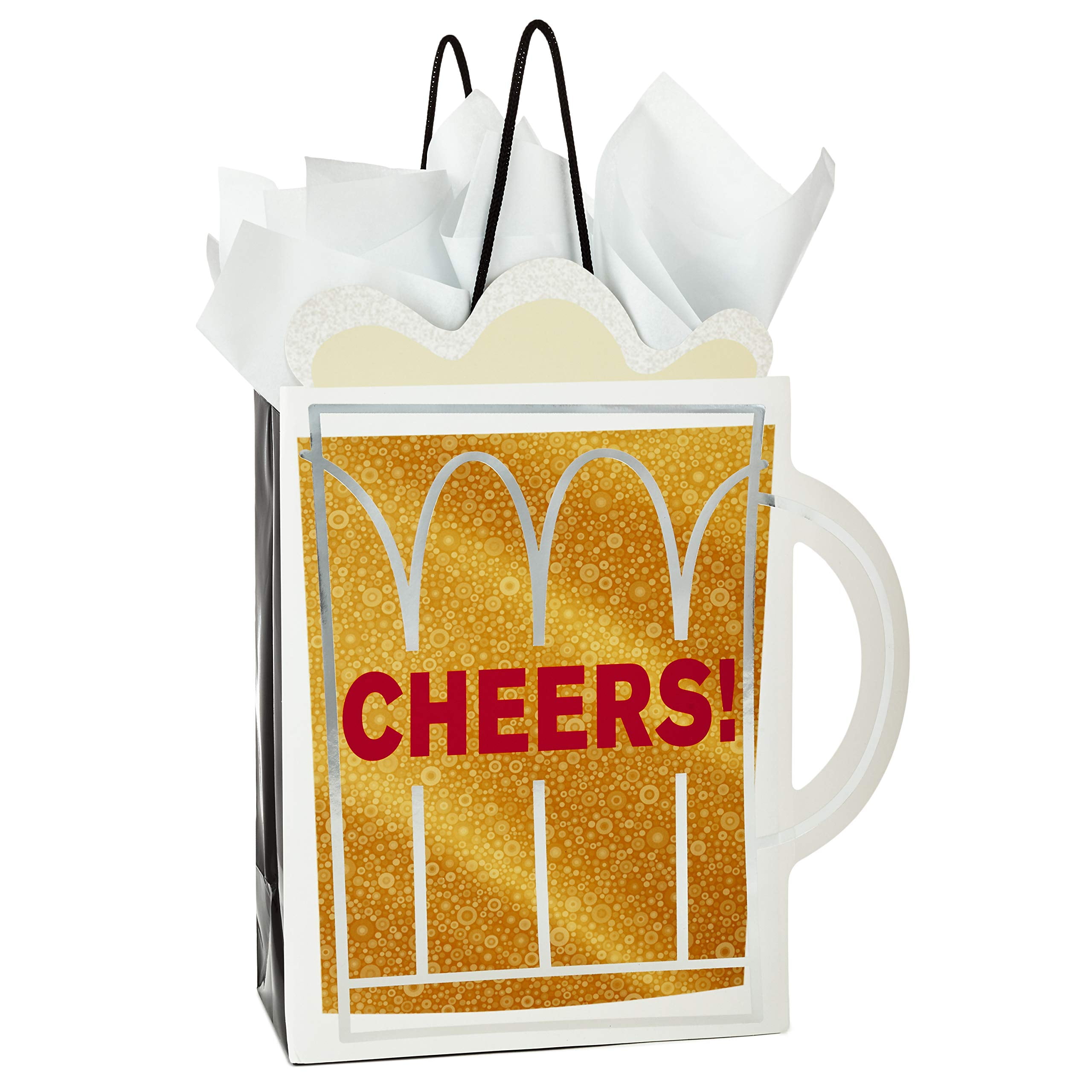 Hallmark 9" Medium Gift Bag with AIS1 Tissue Paper (Cheers! Beer Mug ...