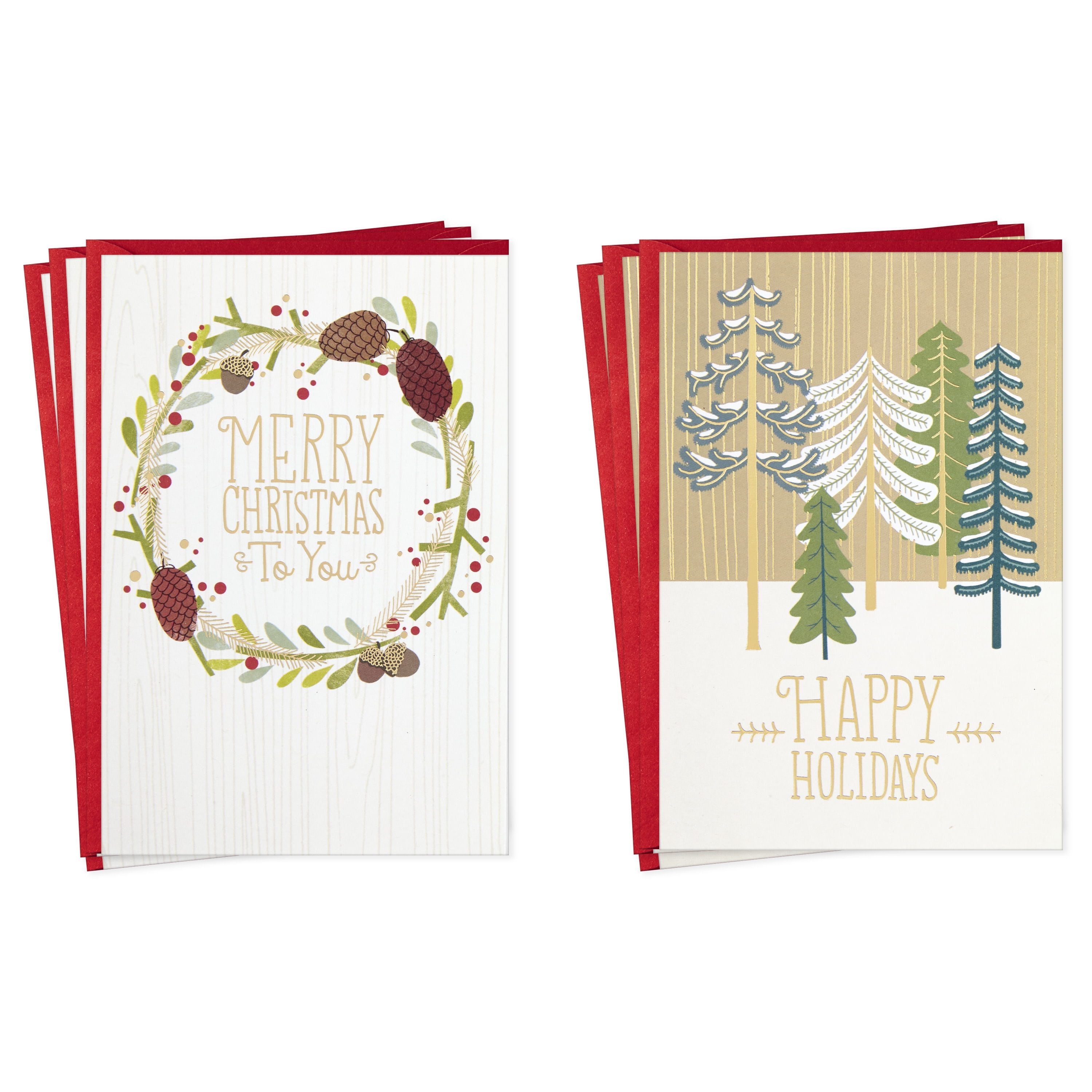 Hallmark Assorted Christmas Cards, Wishing You Happiness (Pack of 6 ...