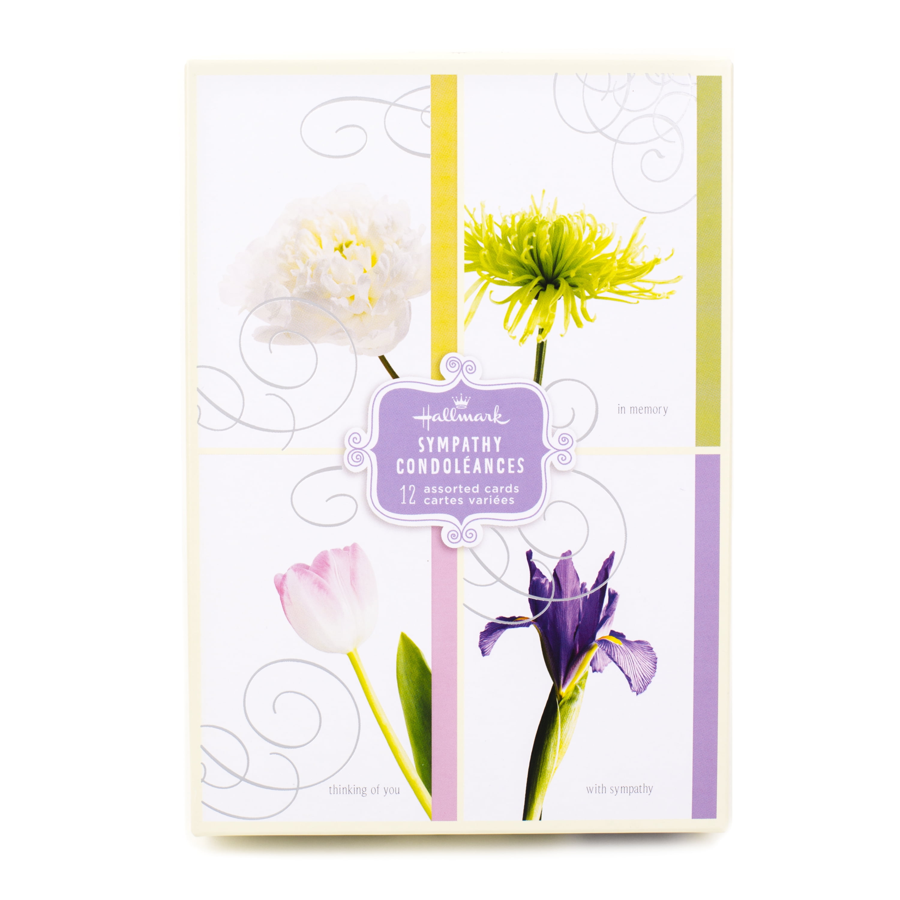 Hallmark Sympathy Card Box Pack (Flowers, 12 Cards with Messages and ...
