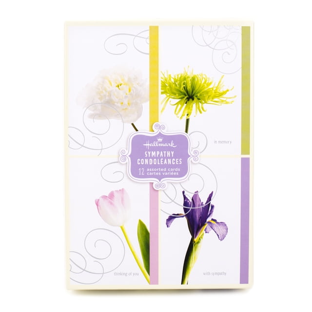 Hallmark Sympathy Card Box Pack (Flowers, 12 Cards with Messages and ...