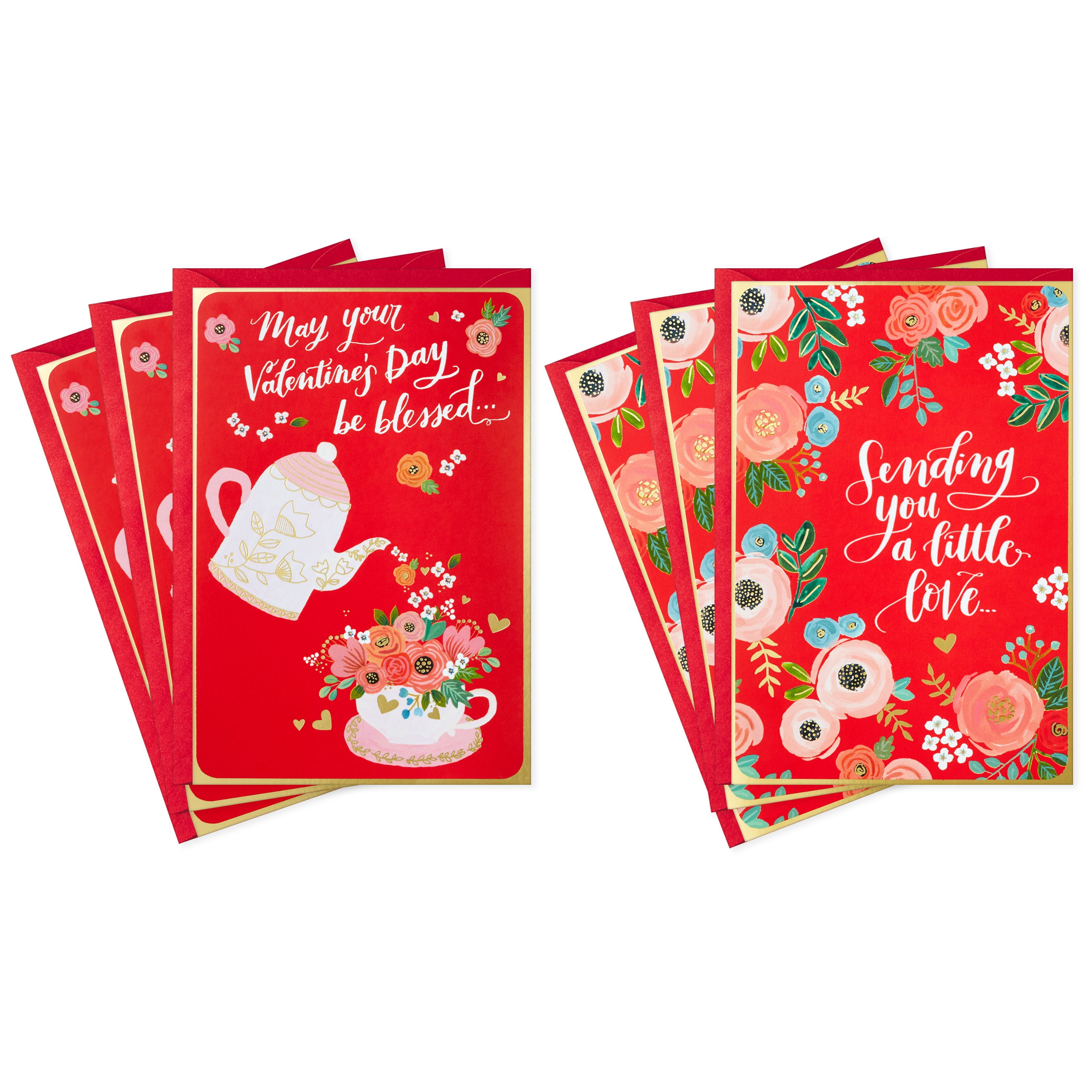 Hallmark Assorted Valentine's Day Cards, Florals on Red (Pack of 6 ...