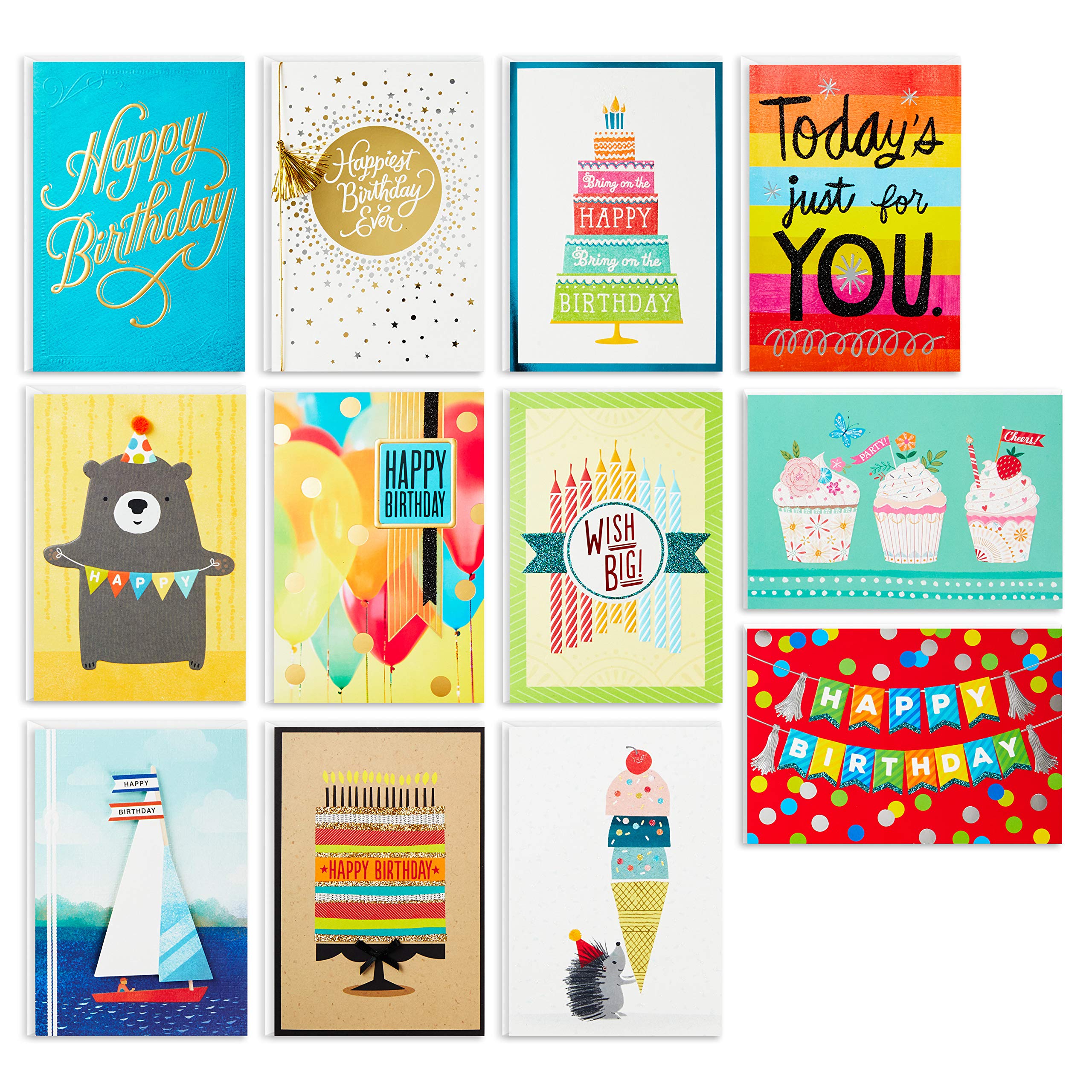 Hallmark Birthday Cards Assortment, 12 Cards with Envelopes (Premium ...