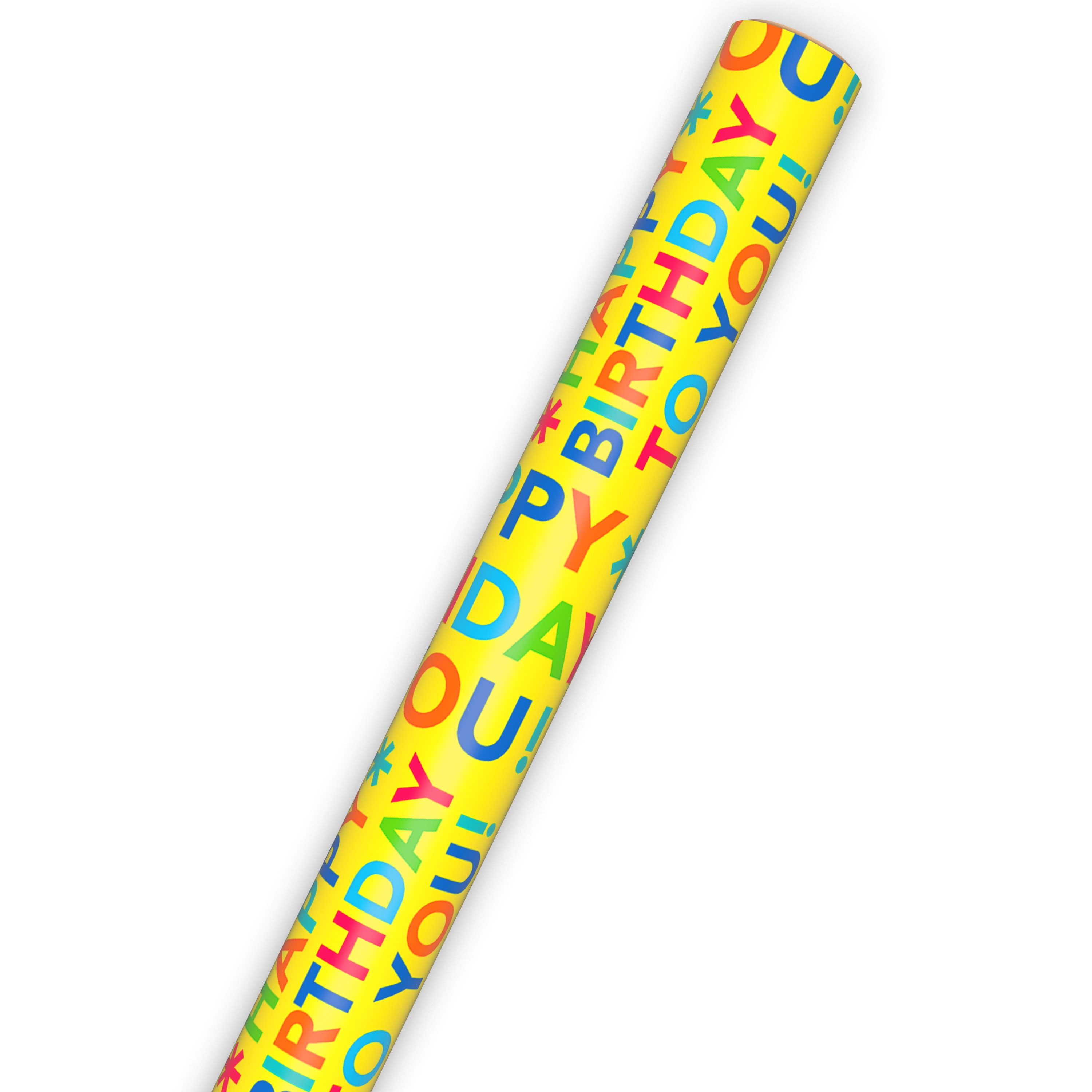 Hallmark Birthday Wrapping Paper Roll (Bold Lettering on Yellow) 20 sq ...