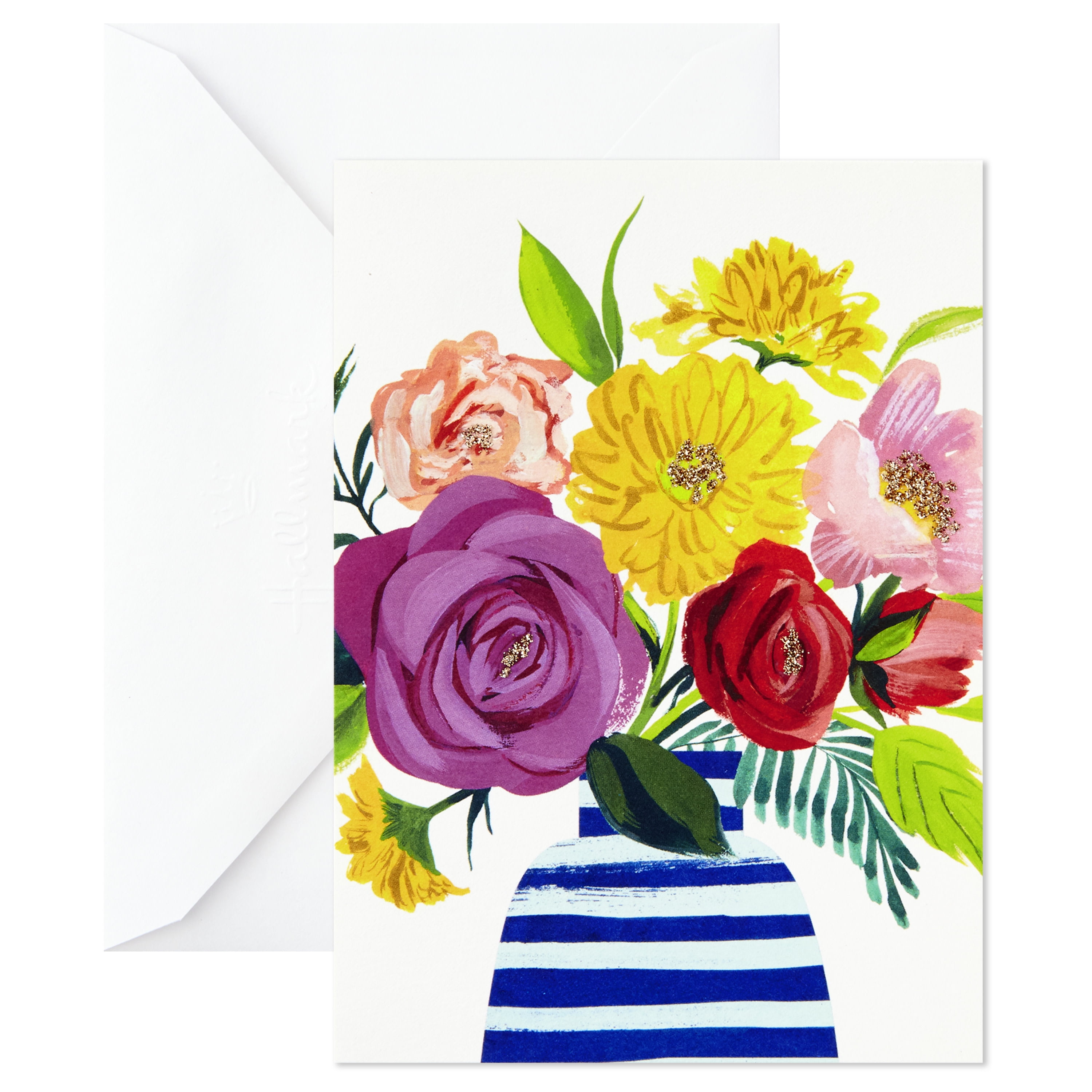 Hallmark Blank Multicolored Notes (Flowers in Striped Vase), Pack of 12 ...