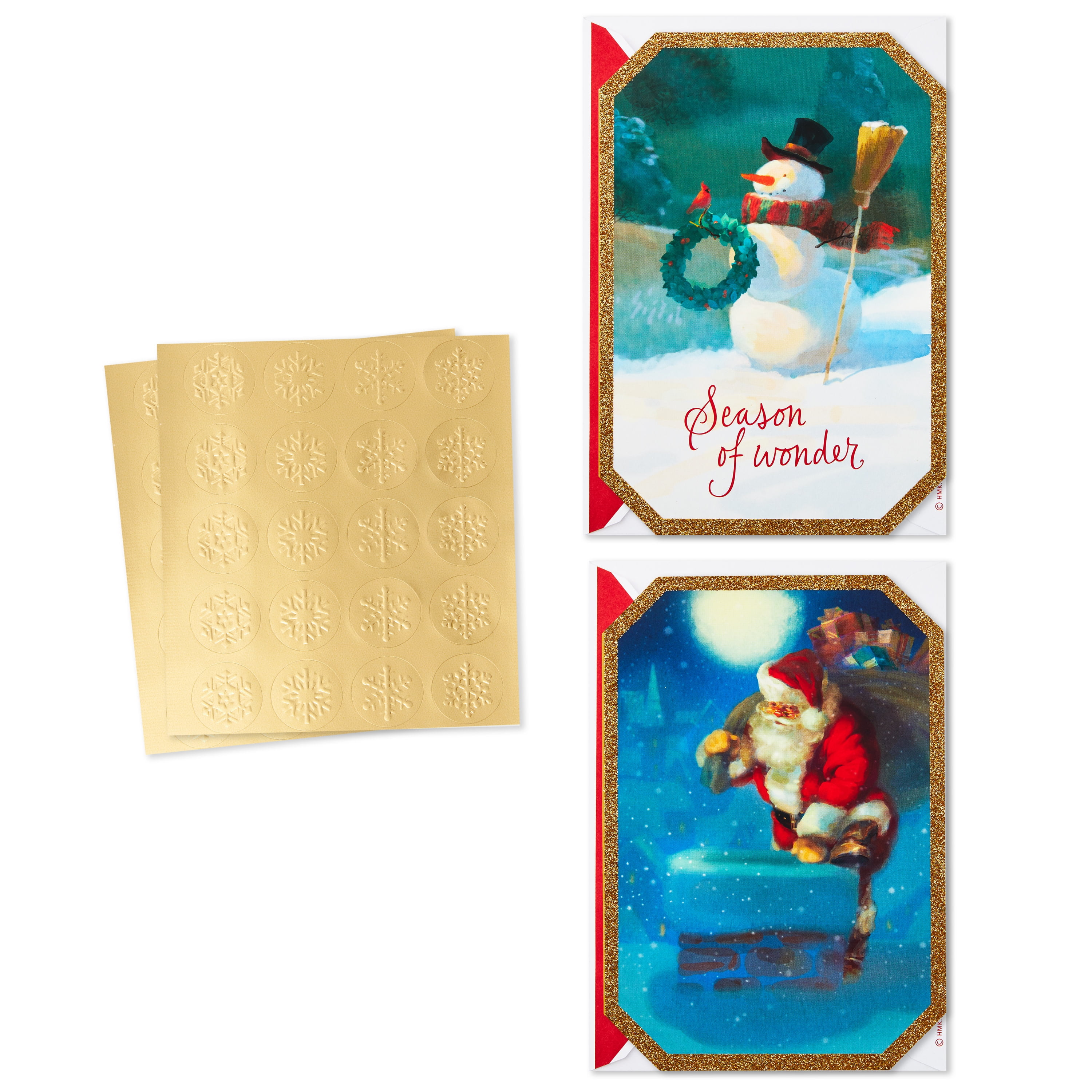 Hallmark Boxed Christmas Cards Assortment, Santa and Snowman (40 Cards ...