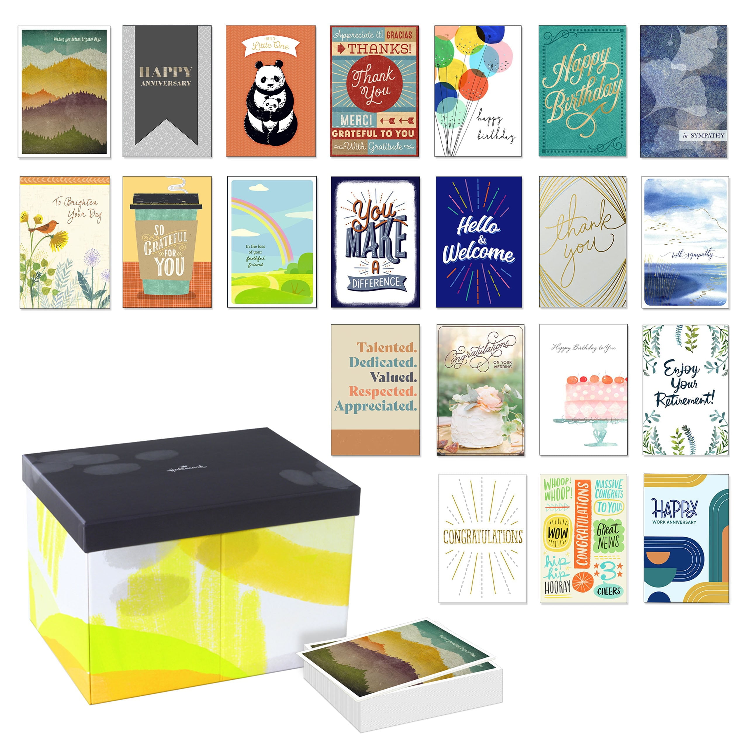 Hallmark Business Bulk Card Organizer Box & Card Bundle (Yellow ...