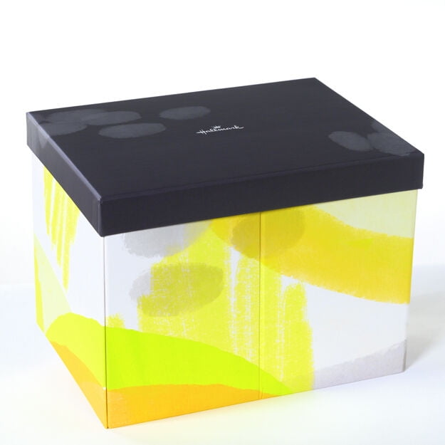 Hallmark Business Bulk Card Organizer Box (Yellow & Charcoal Abstract ...