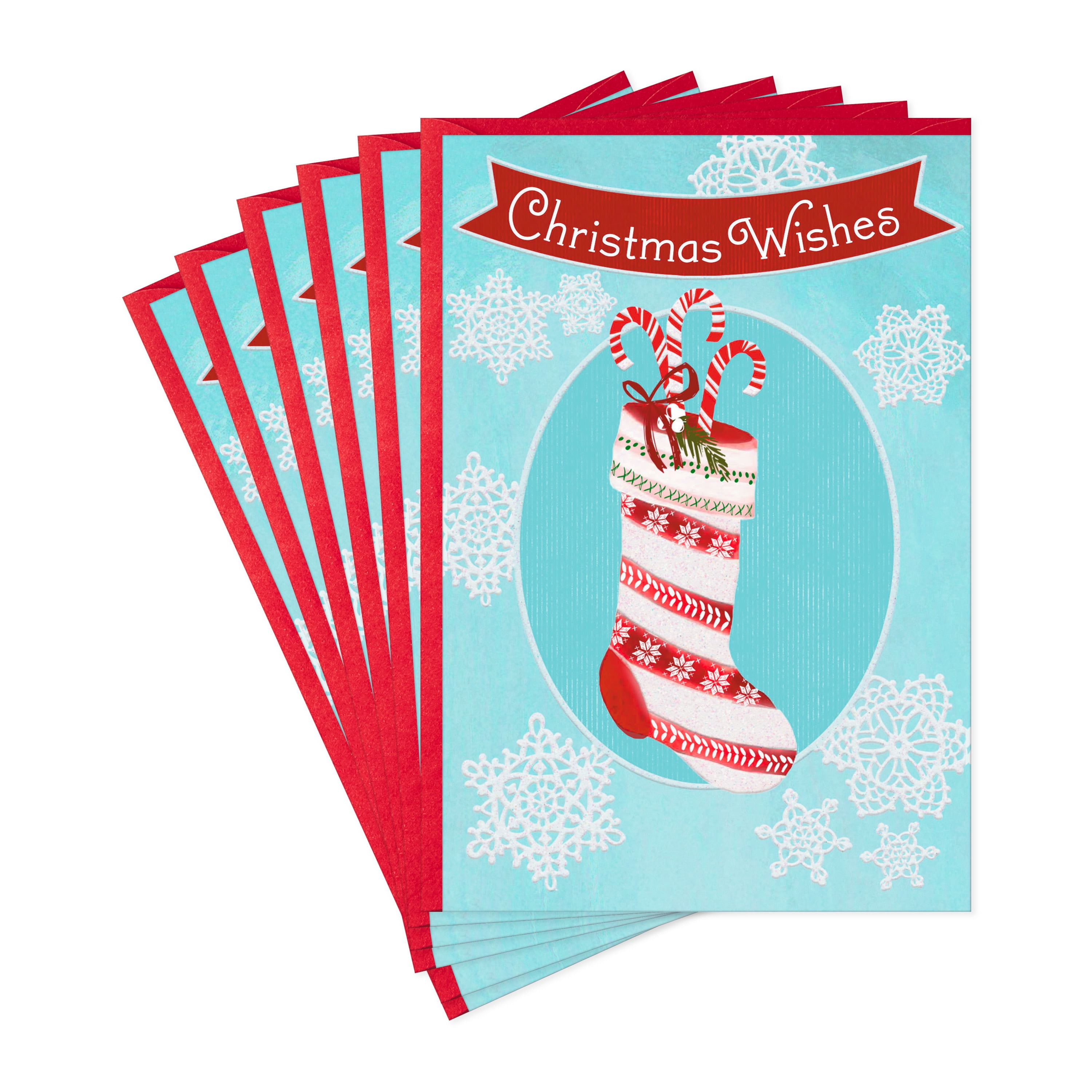 Hallmark Christmas Cards, Red and White Stocking (Pack of 6 Cards with ...