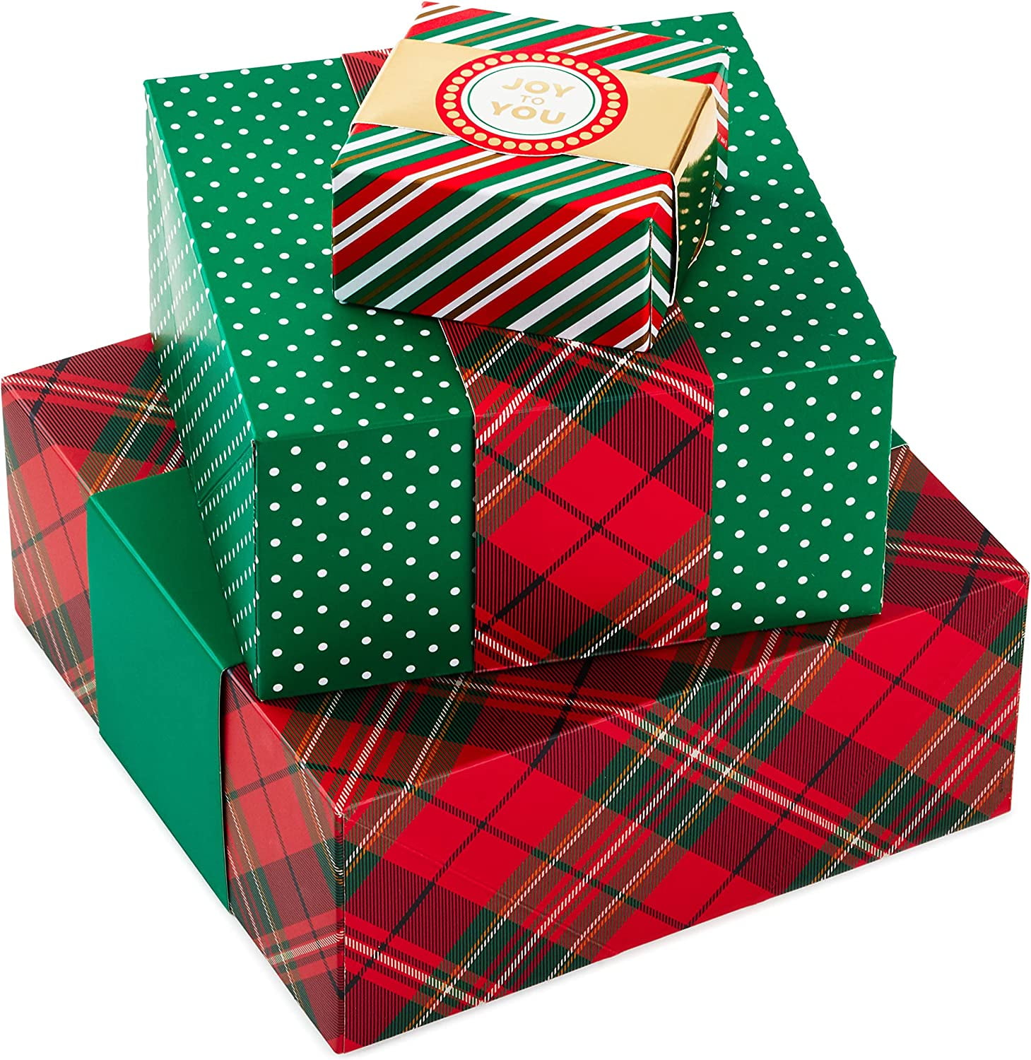 Hallmark Christmas Gift Boxes 3-Pack Assorted Sizes (Red & Green ...