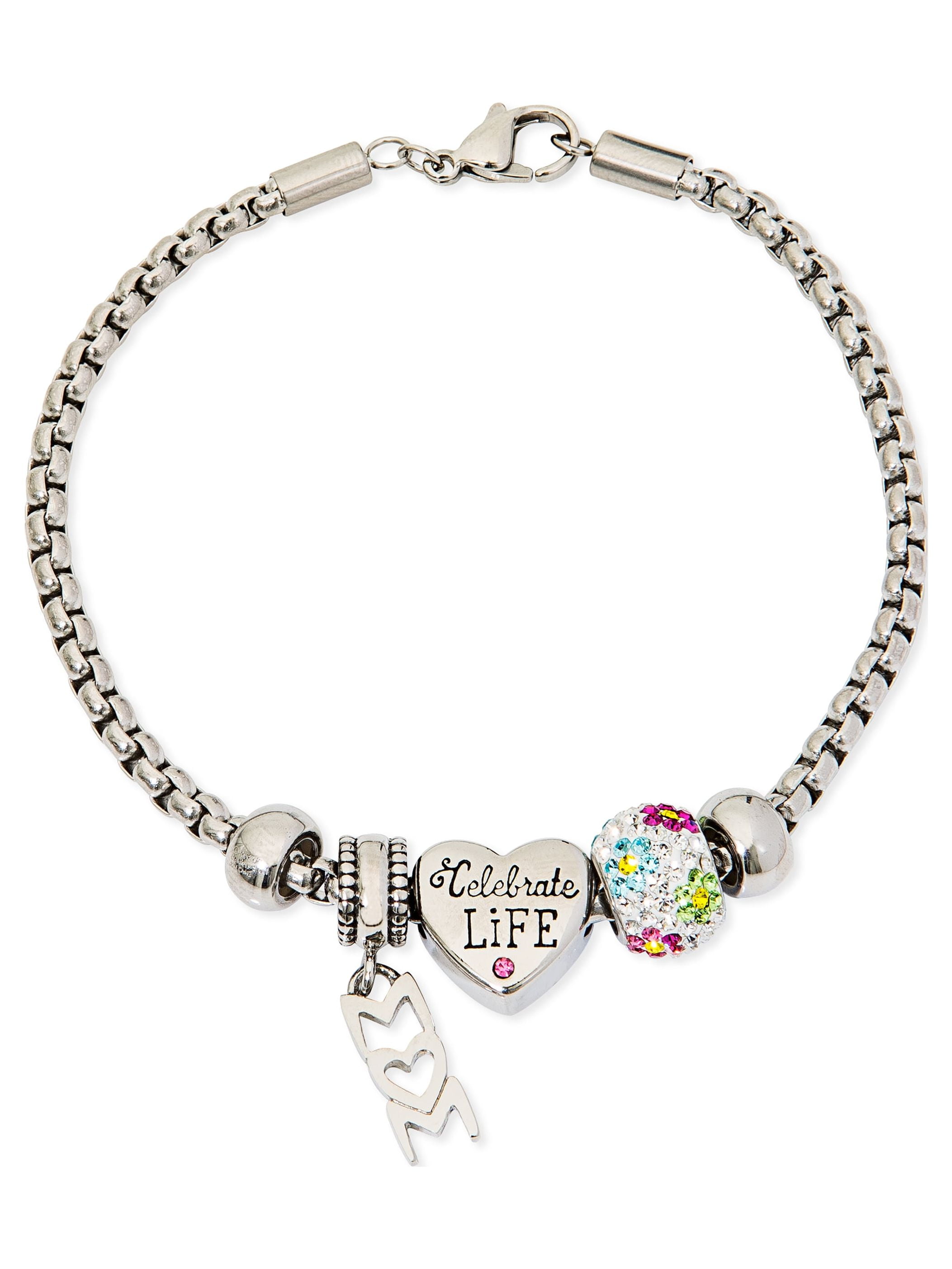 Hallmark Connecctions Women's Stainless Steel Mom Charm Bracelet ...