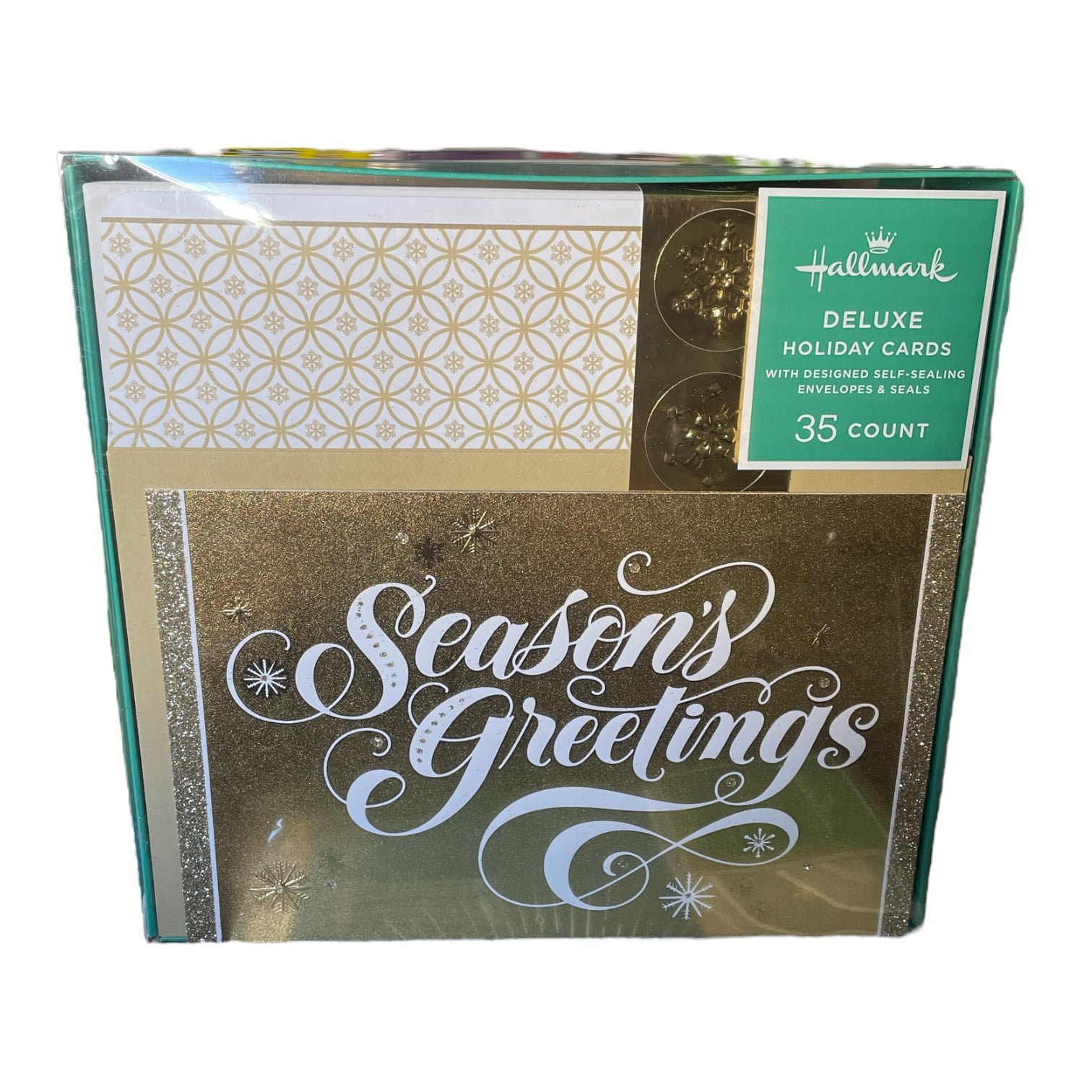 Hallmark Deluxe Holiday Cards, 35 Count, Gold Season's Greetings ...