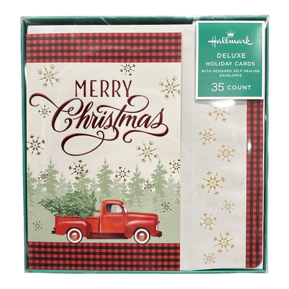 Hallmark Deluxe Holiday Cards with Designed Self-Sealing Envelopes, 35 ...