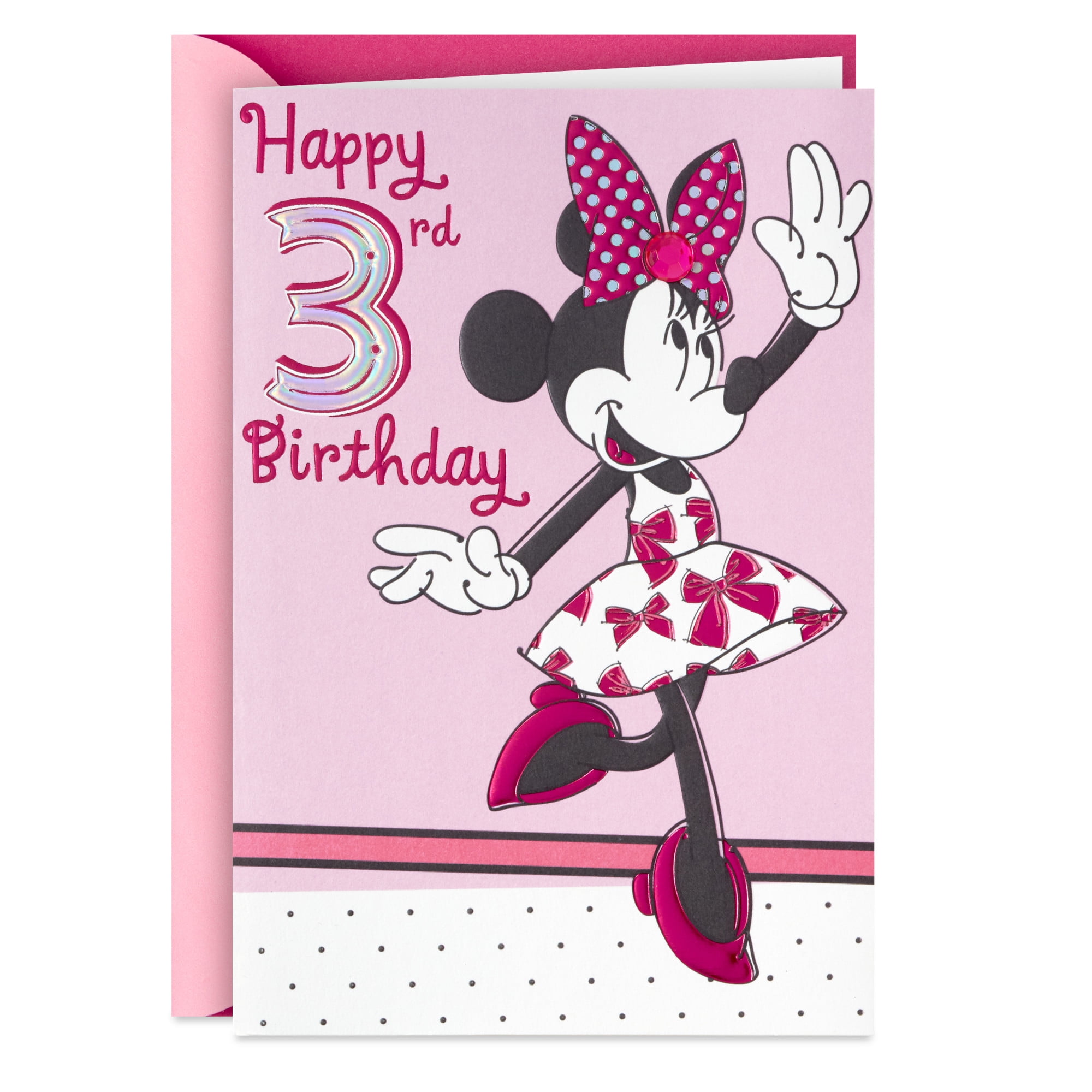 Hallmark Disney 3rd Birthday Card (Minnie Mouse Sweet Fun) - Walmart.com