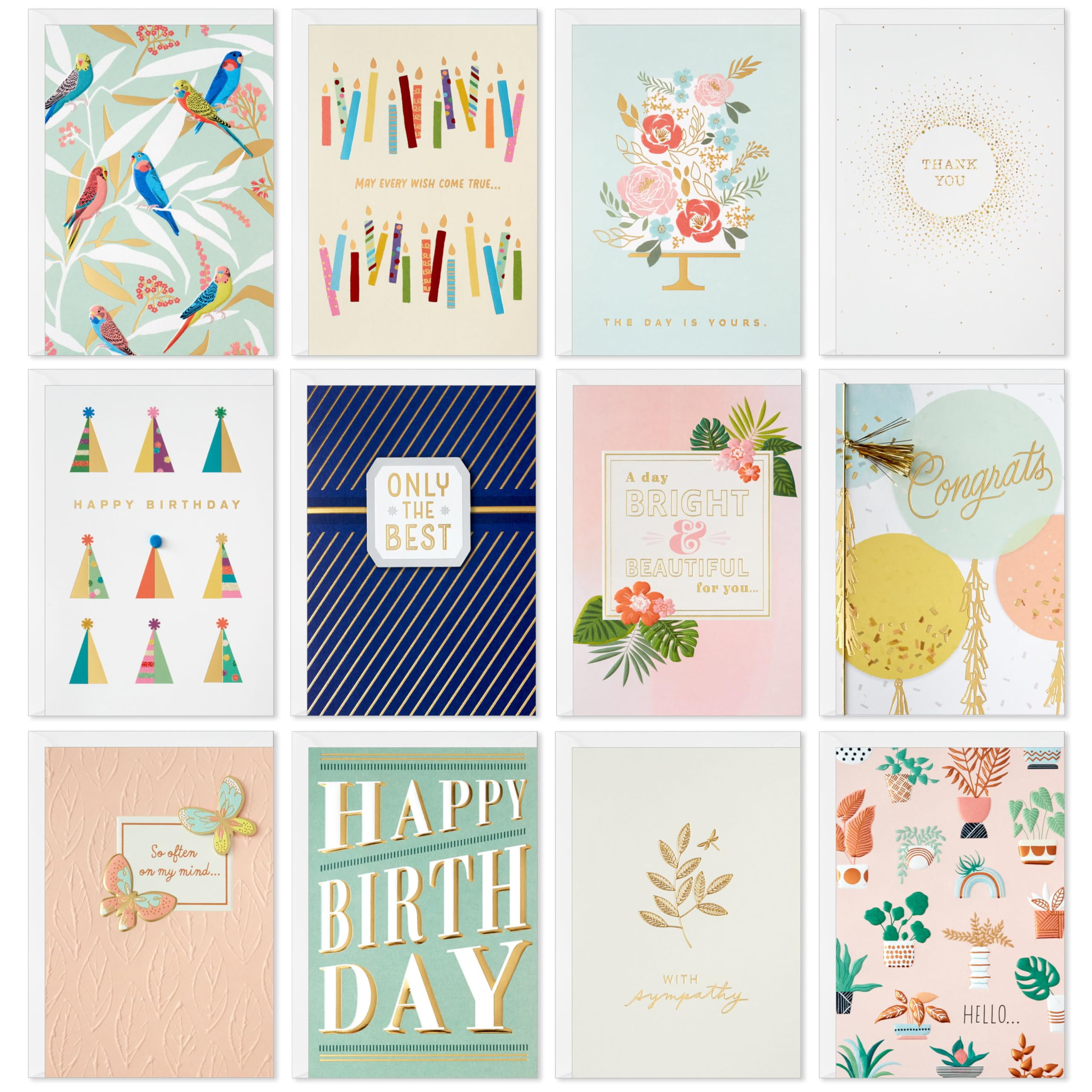 Hallmark Elegant All-Occasion Card Assortment (12 Cards with Envelopes ...