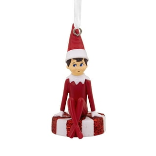 Hallmark Elf on the Shelf Black Scout Elf Sitting on Peppermint Christmas Ornament - Walmart.com
