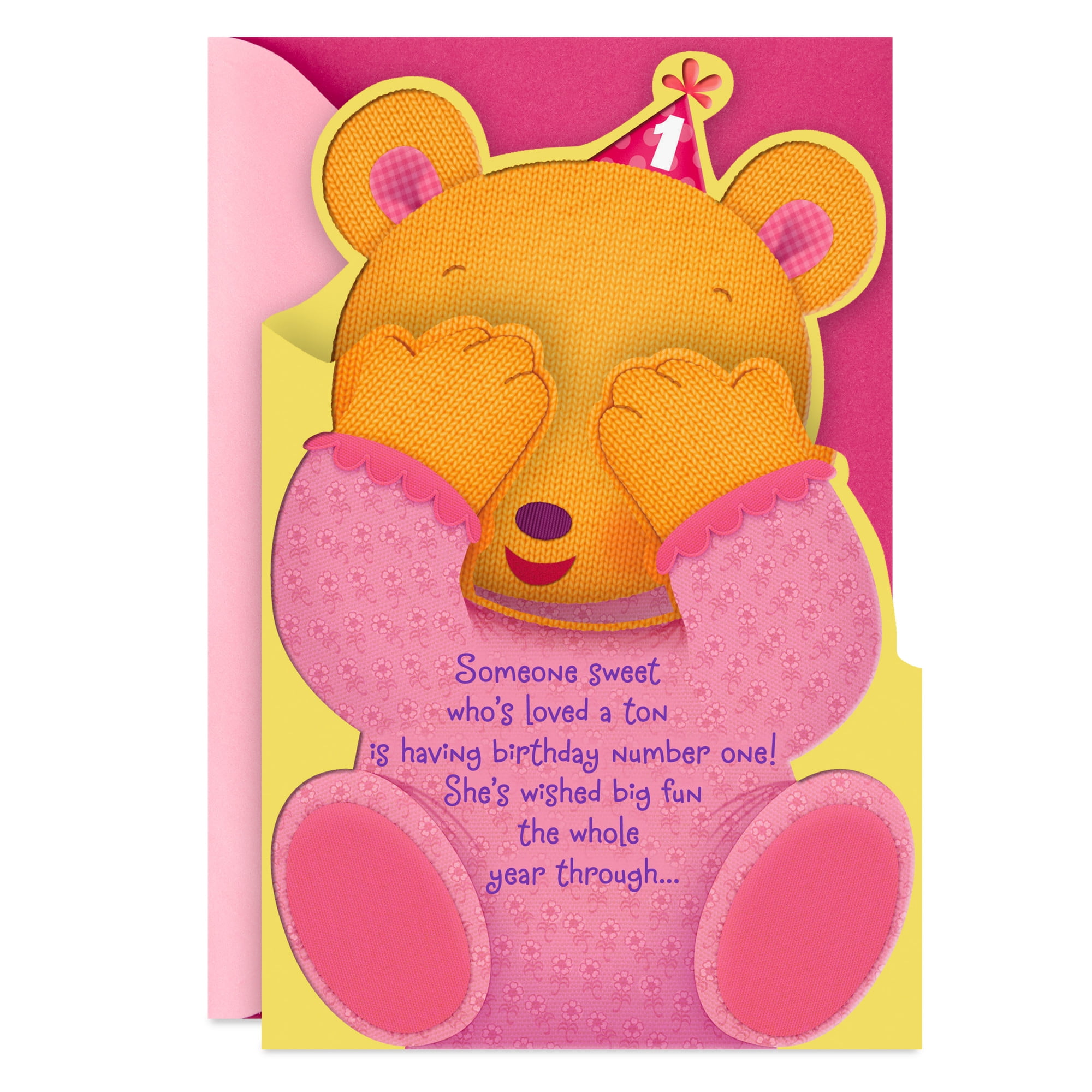 Hallmark First Birthday Card for Kid (Peek-a-boo Bear) - Walmart.com
