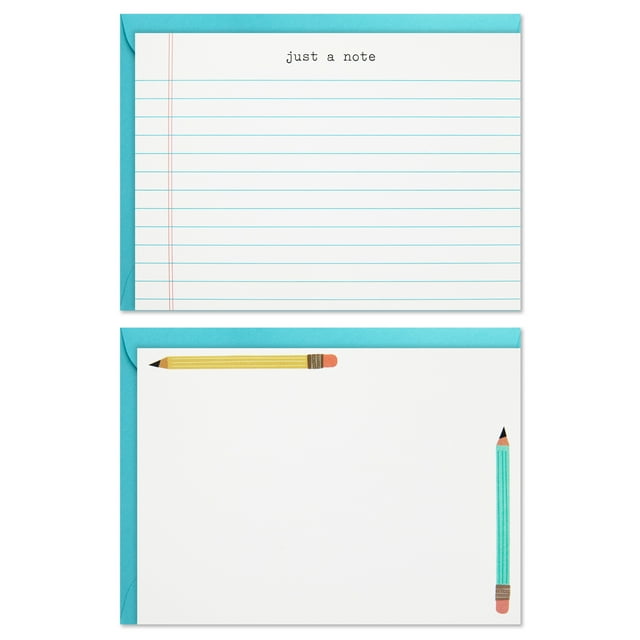 Hallmark Flat White 5.5" W x 4" H Note Cards in Caddy, Ruled Paper and ...