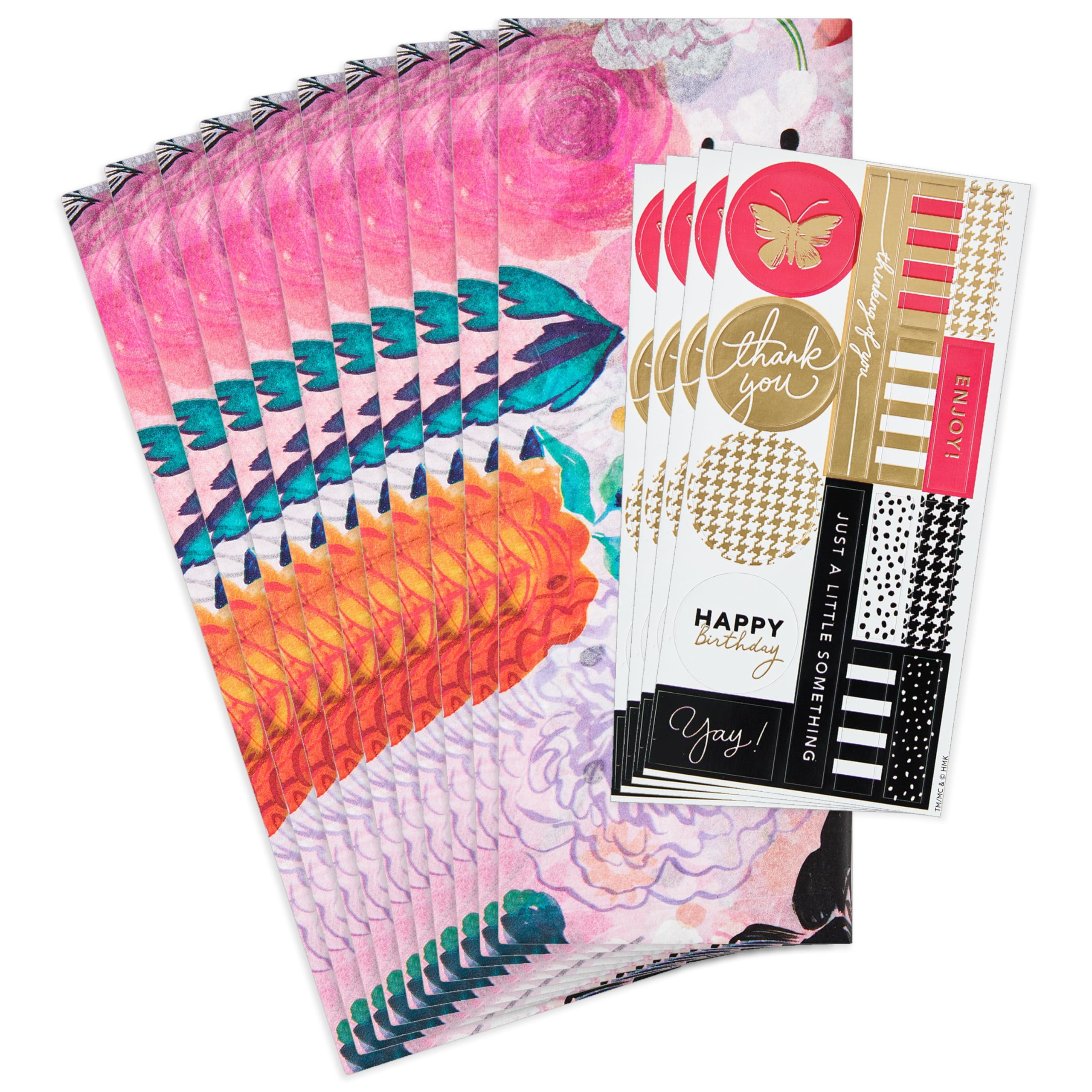 Hallmark Floral Tissue Paper DMF15 with Stickers (10 Sheets of Tissue ...