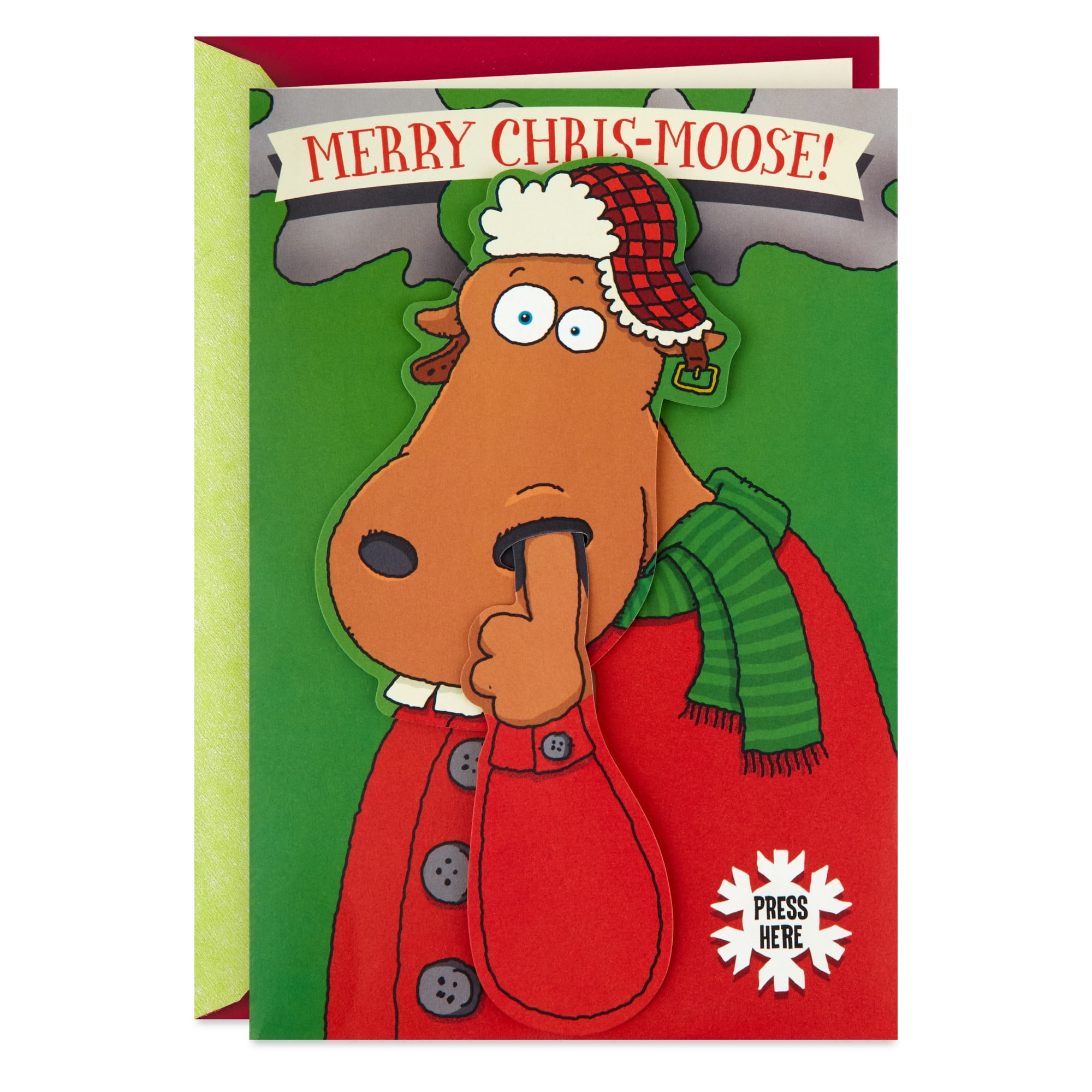 Hallmark Funny Musical Christmas Card with Motion (Nose-Picking Moose ...