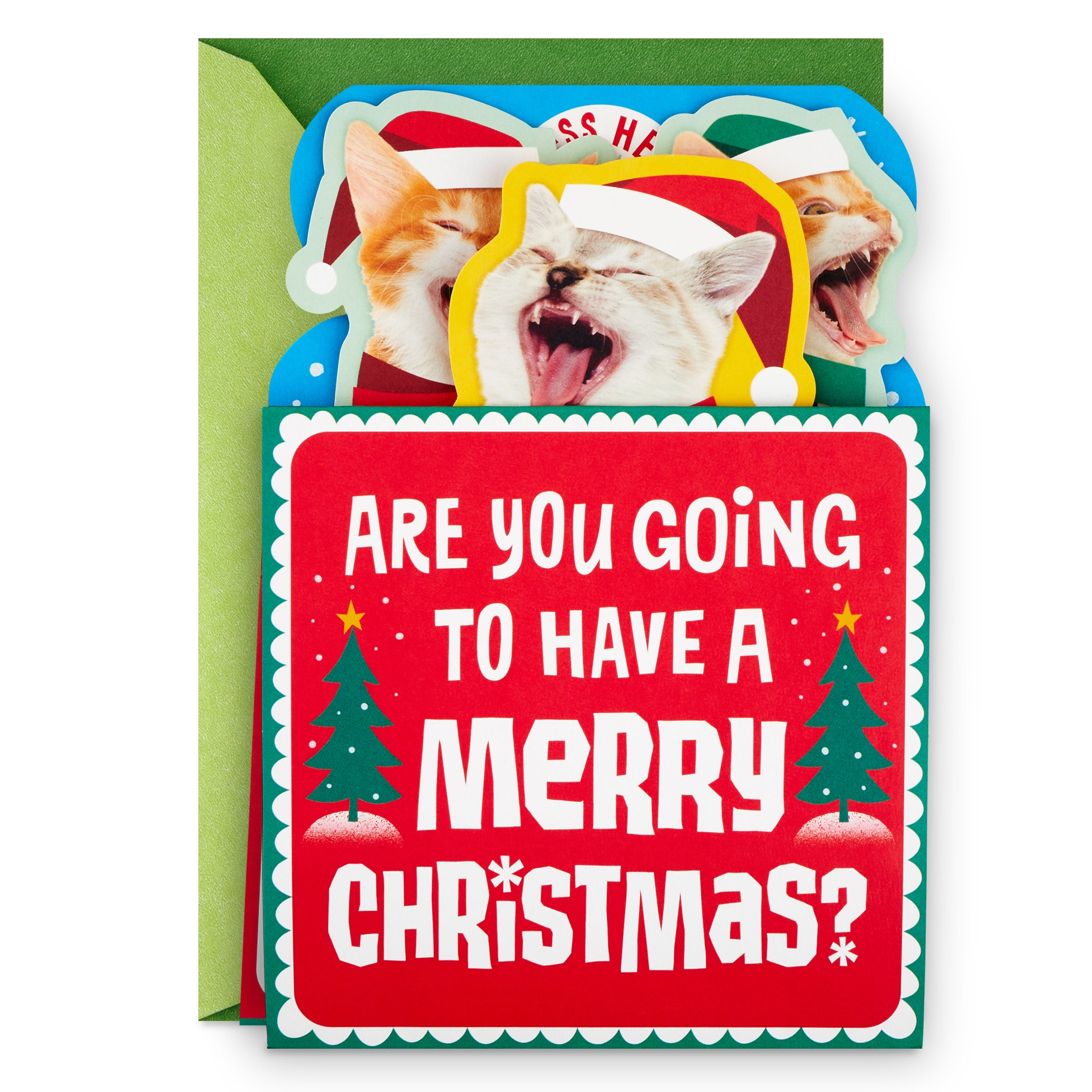 Hallmark Funny Musical Pop-Up Christmas Greeting Card (Caroling Cats ...