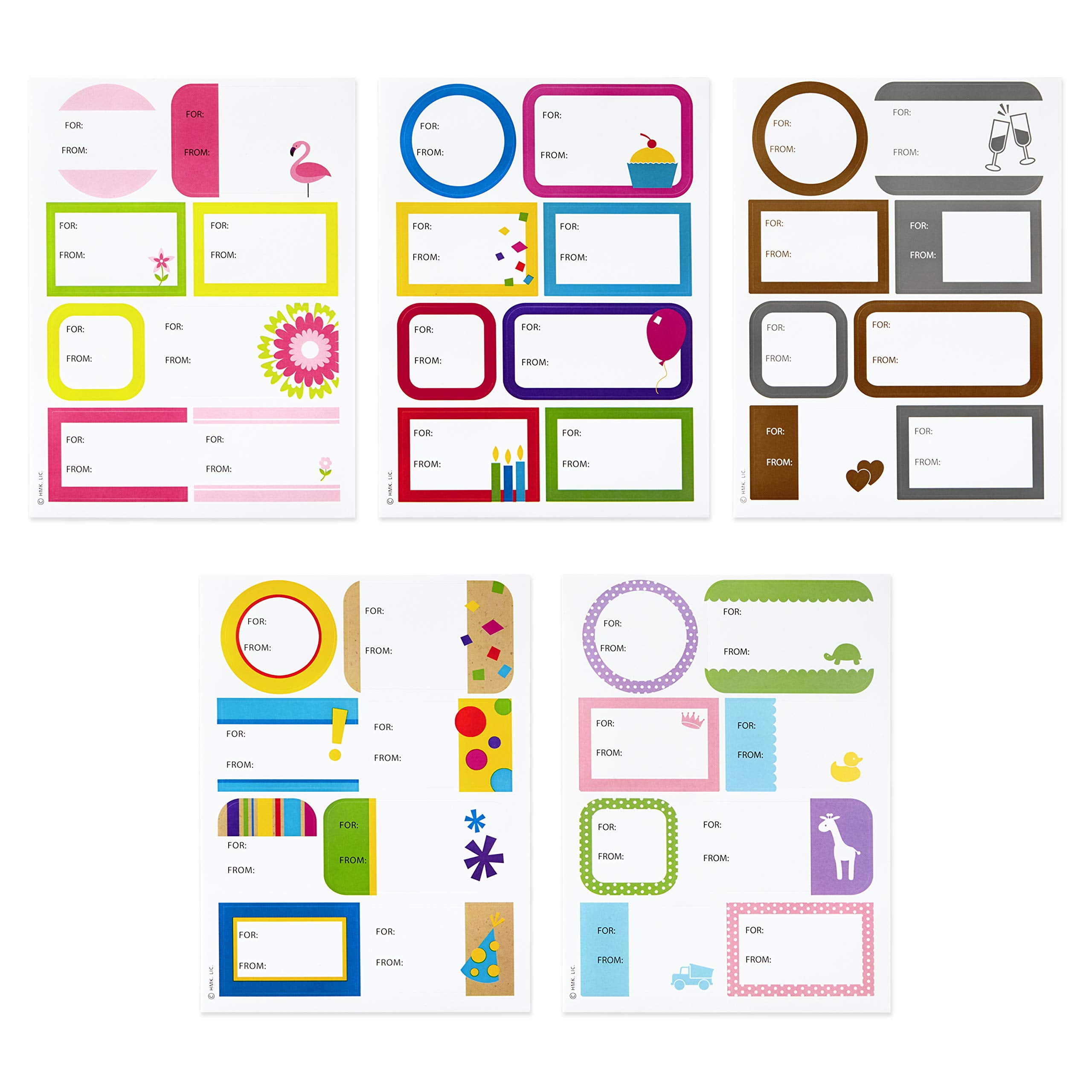 Hallmark Gift Tag Stickers - All AIS1 Occasion (80 Labels, 5 Designs ...