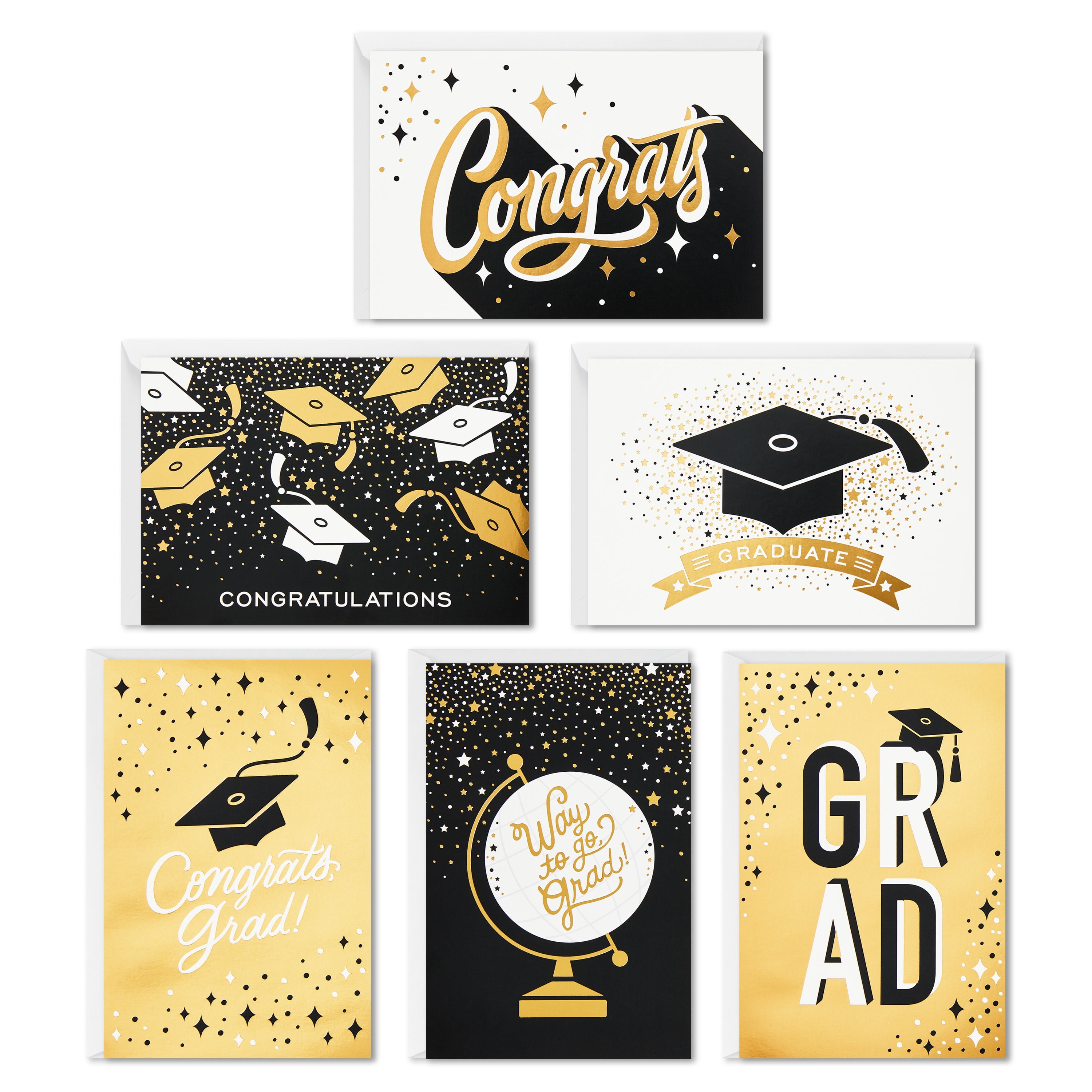 Hallmark Graduation Cards Assortment, Black and Gold (36 Cards and ...