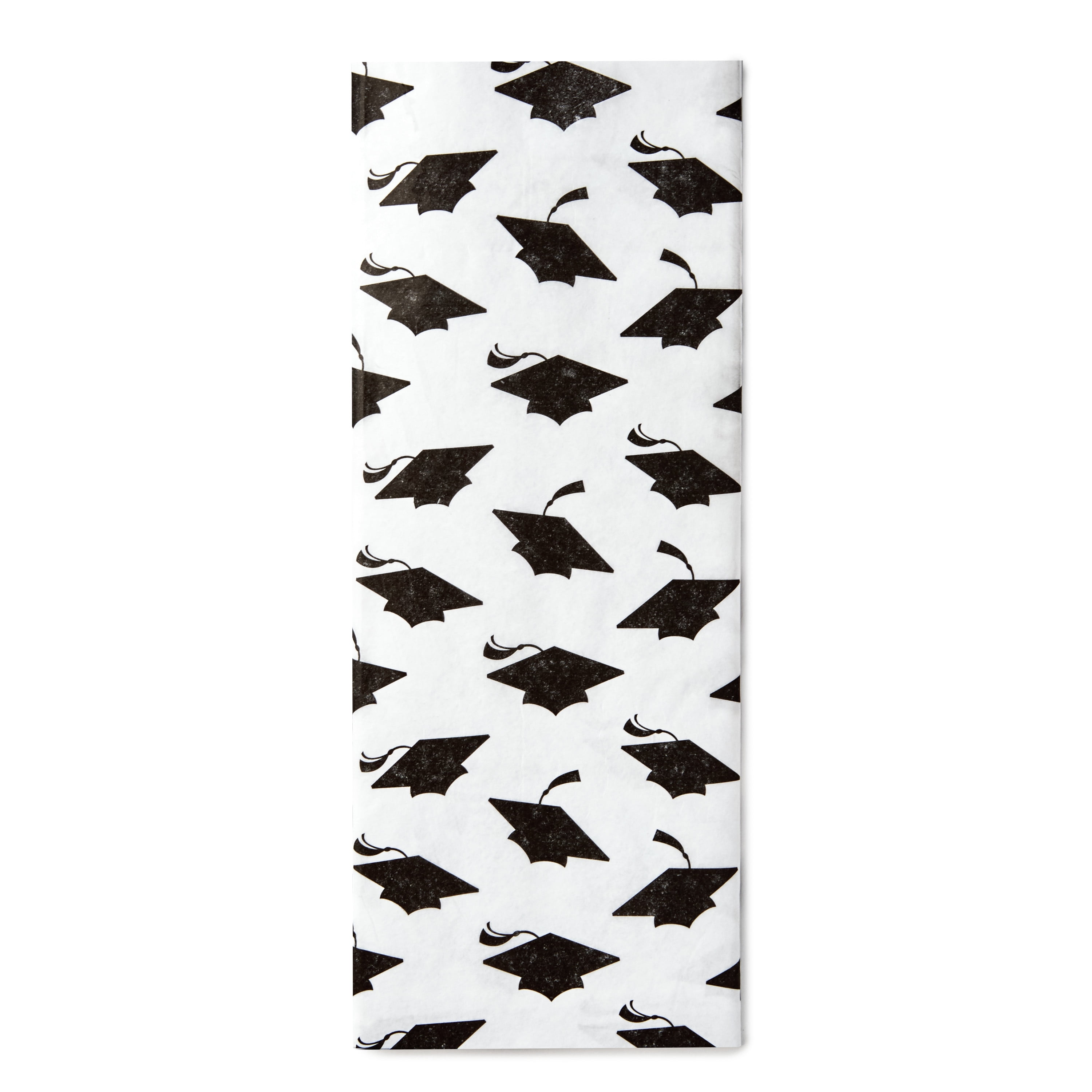 Hallmark Graduation Tissue Paper (Black Mortarboards on White ...
