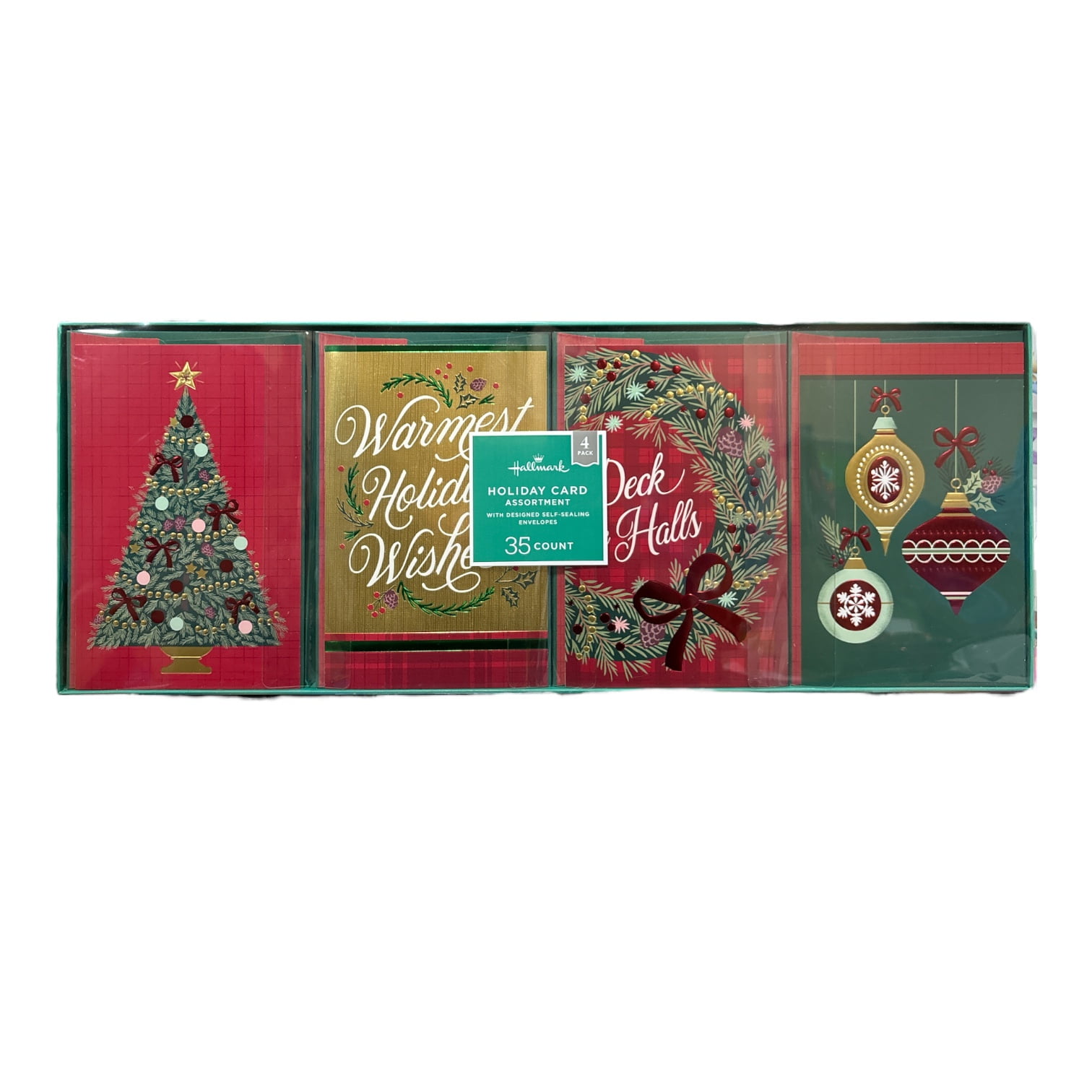 Hallmark Holiday Card Assortment w/ Designed Self-Sealing Envelopes, 4 ...