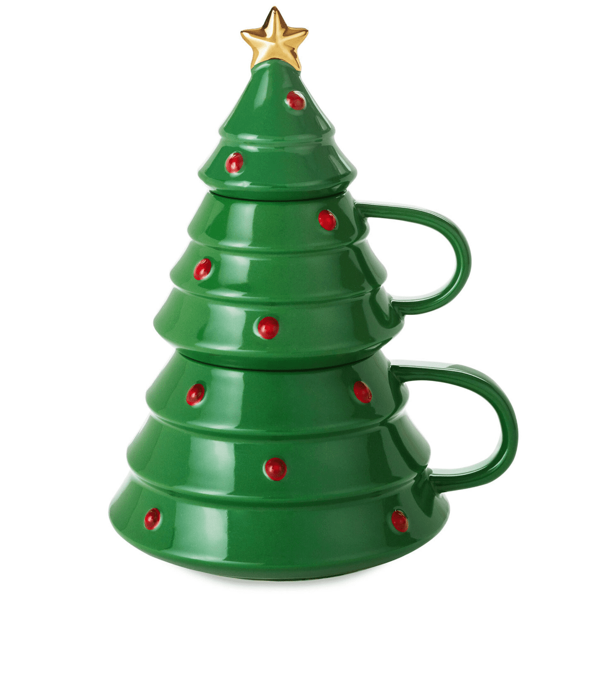 Hallmark Stackable Coffee Xmas Cups - Holiday Christmas Tree Mugs Set ...