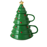 Hallmark Stackable Coffee Xmas Cups - Holiday Christmas Tree Mugs Set ...