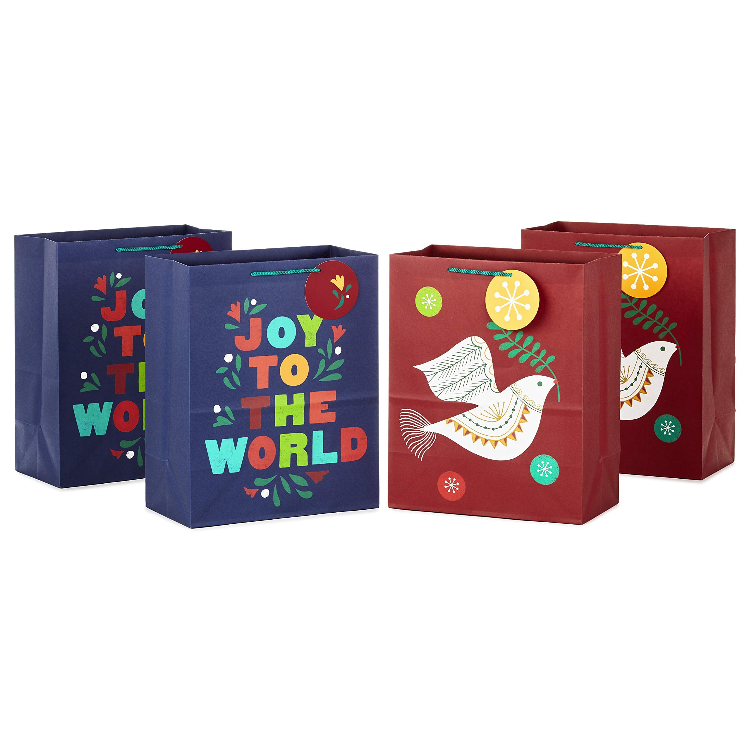 Hallmark Holiday Gift Bag Bundle (4 Large 13" Gift Bags, 2 Designs in ...