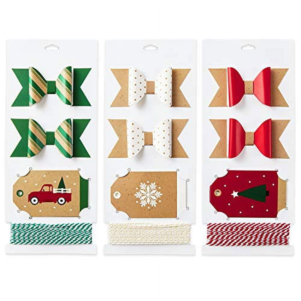 Hallmark Holiday Gift Wrap Accessory Kit (Red Truck, Tree, Snowflake) 6 ...