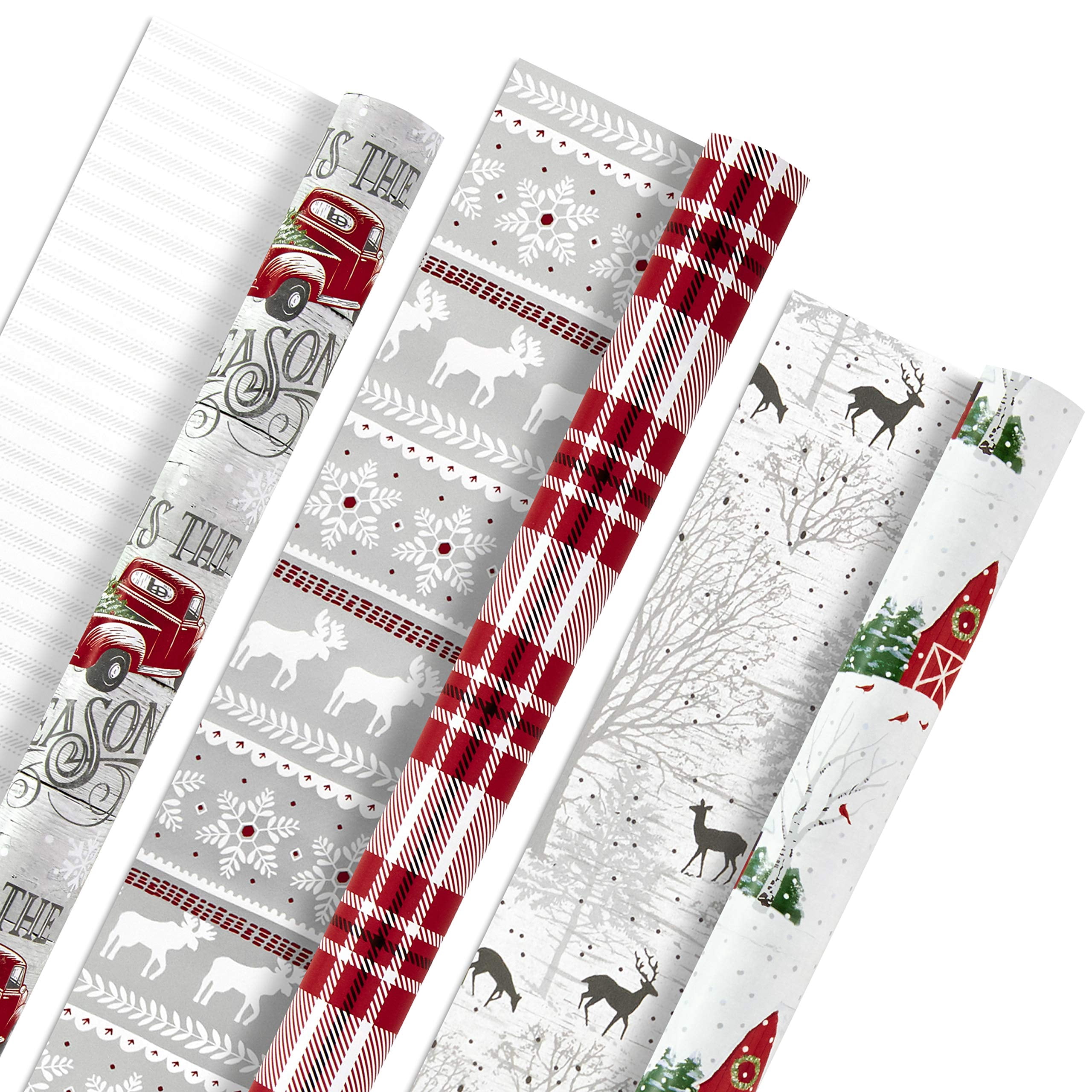 Hallmark Holiday Wrapping Paper MSF2 Rolls - Rustic Christmas Gift Wrap ...