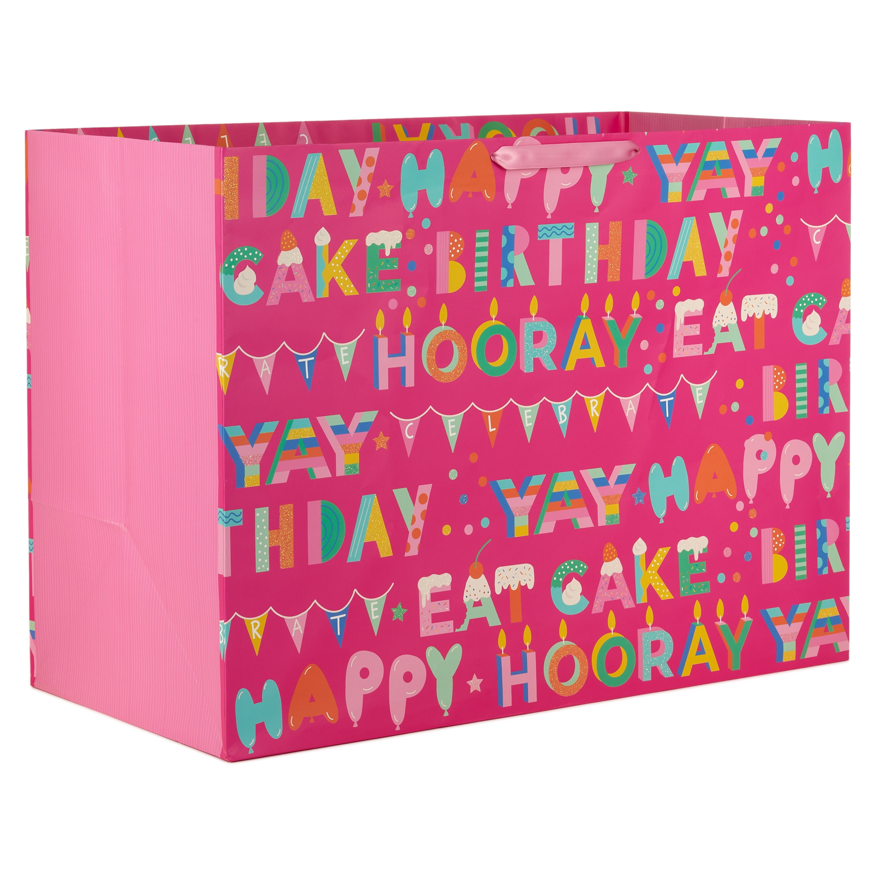 Hallmark Jumbo Horizontal Birthday Pink Gift Bag (Hooray, Yay on ...