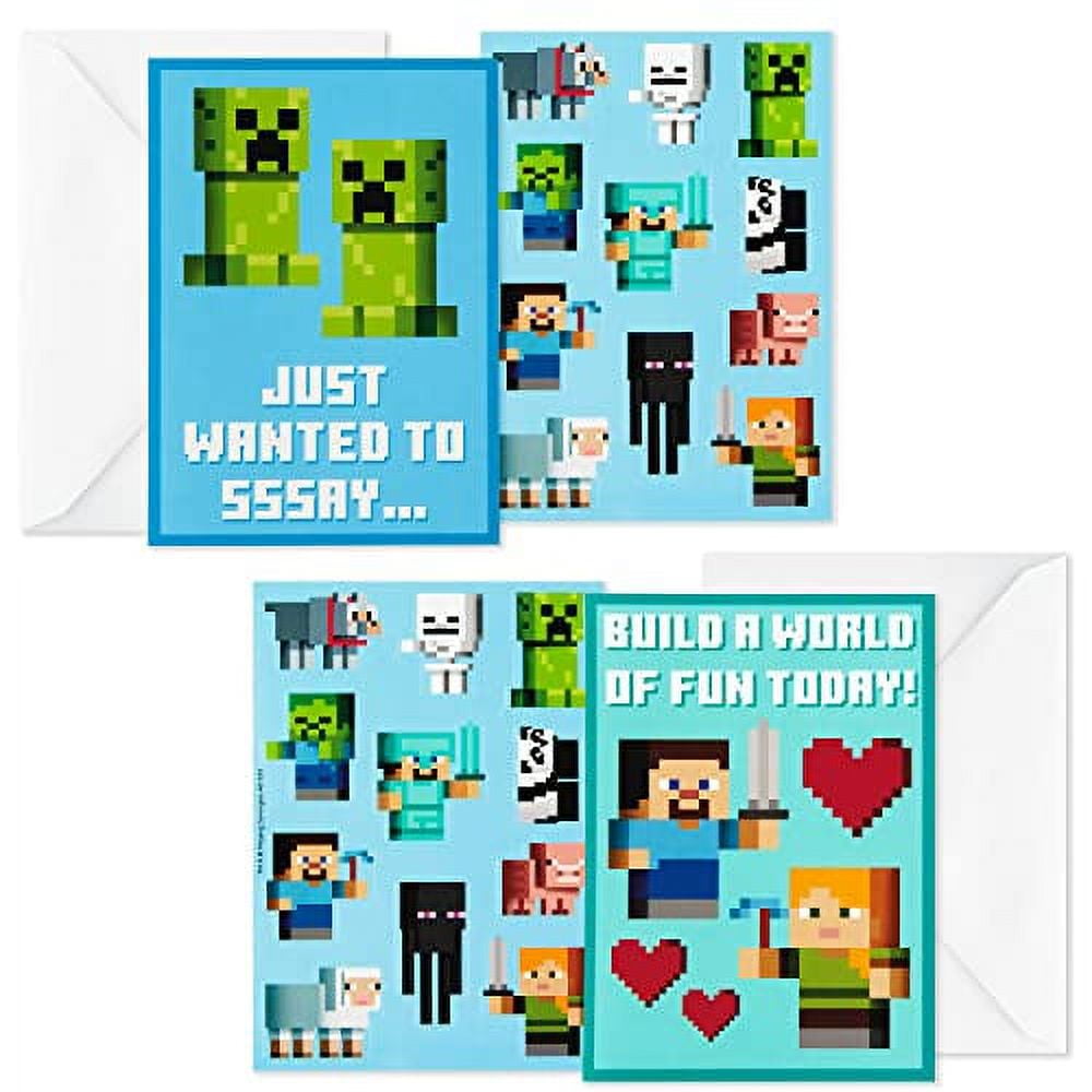 Hallmark Kids Minecraft Valentines Day Cards and Stickers Assortment ...