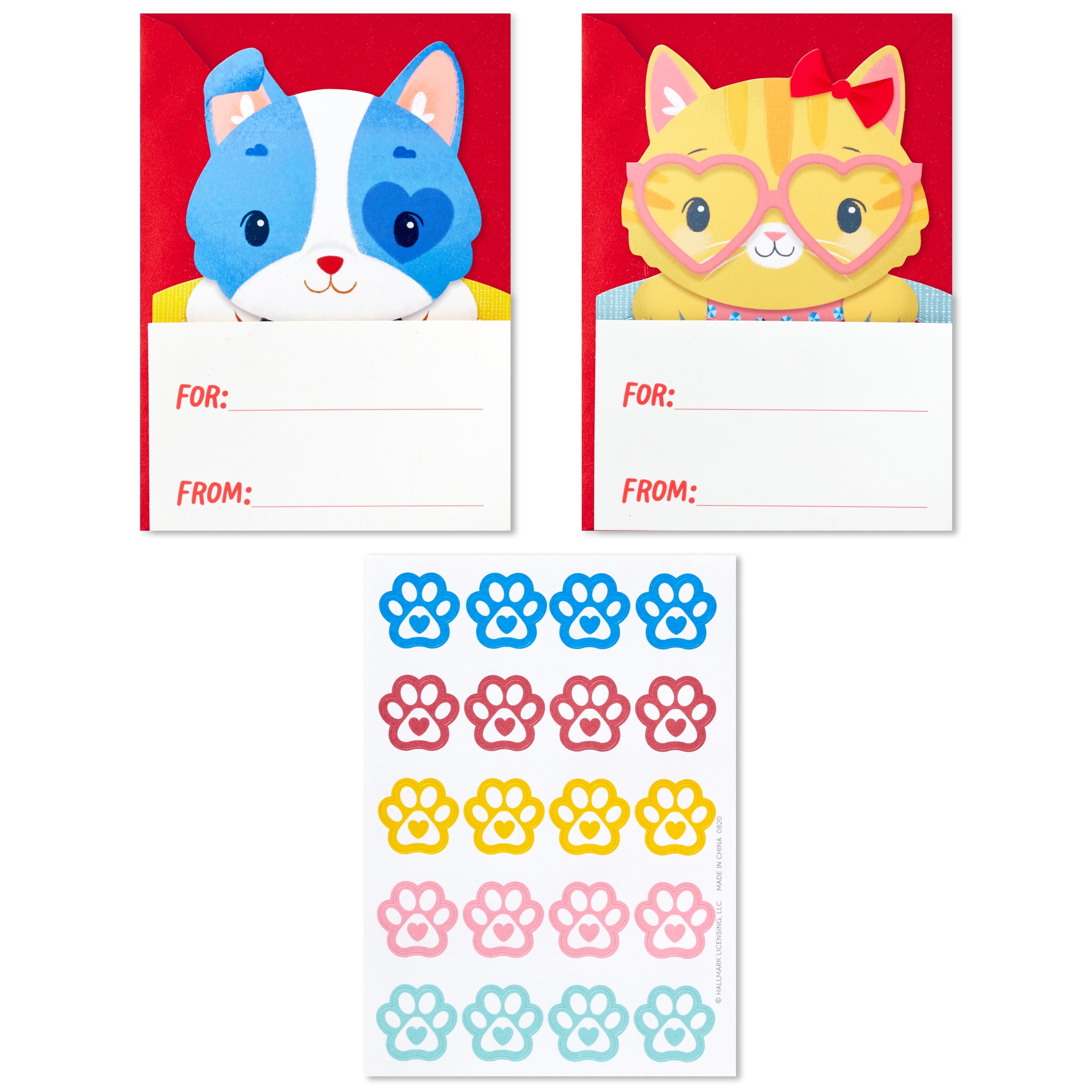 Hallmark Kids' Valentines Set with Cards & Stickers - Kitten & Puppy ...