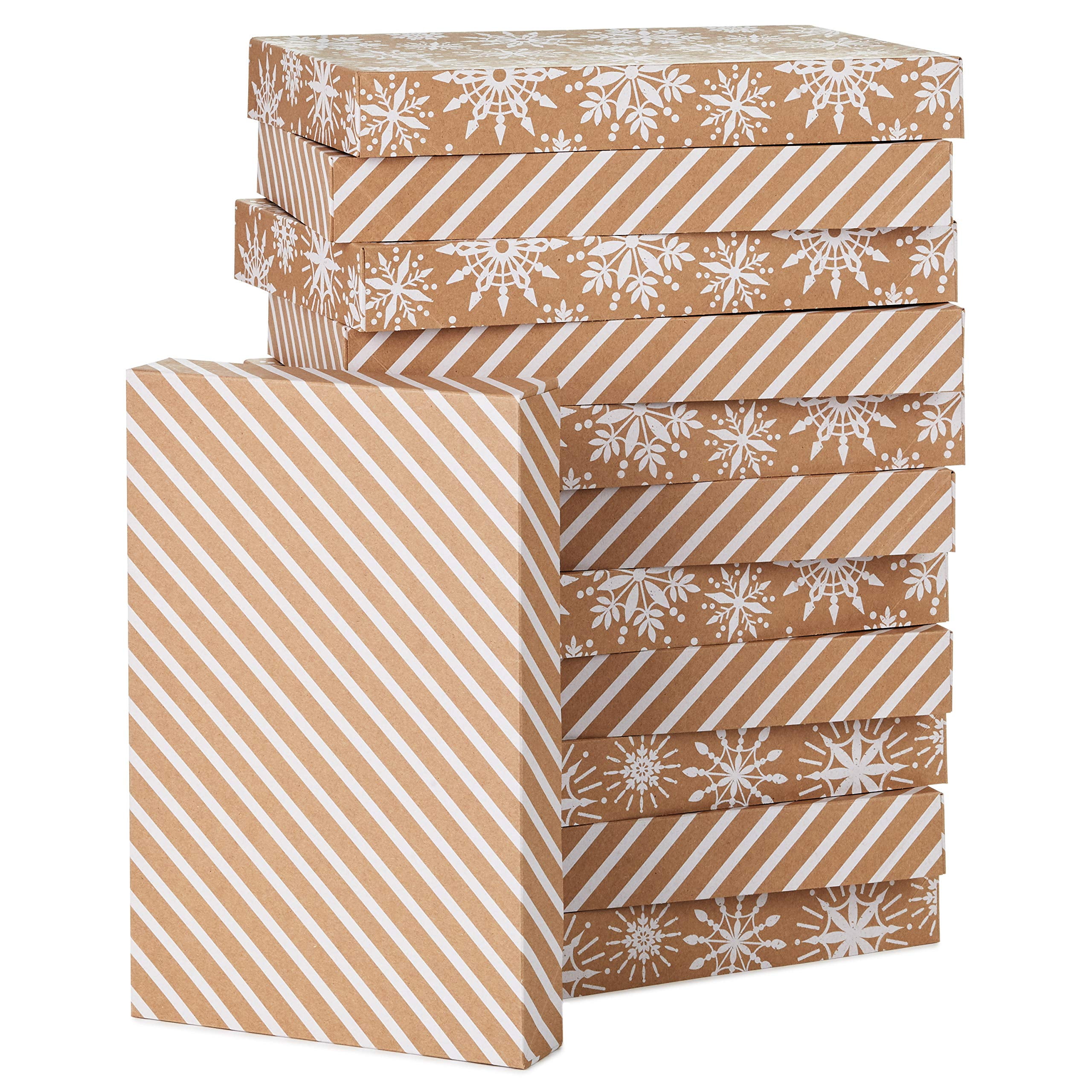 Hallmark Medium Gift Boxes with Lids (12 Shirt Boxes, White Snowflakes ...