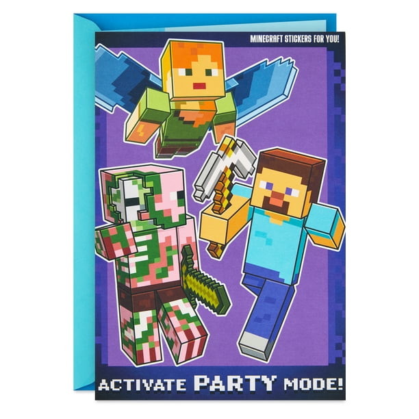 Hallmark Minecraft Birthday Greeting Card with Stickers (Endless ...