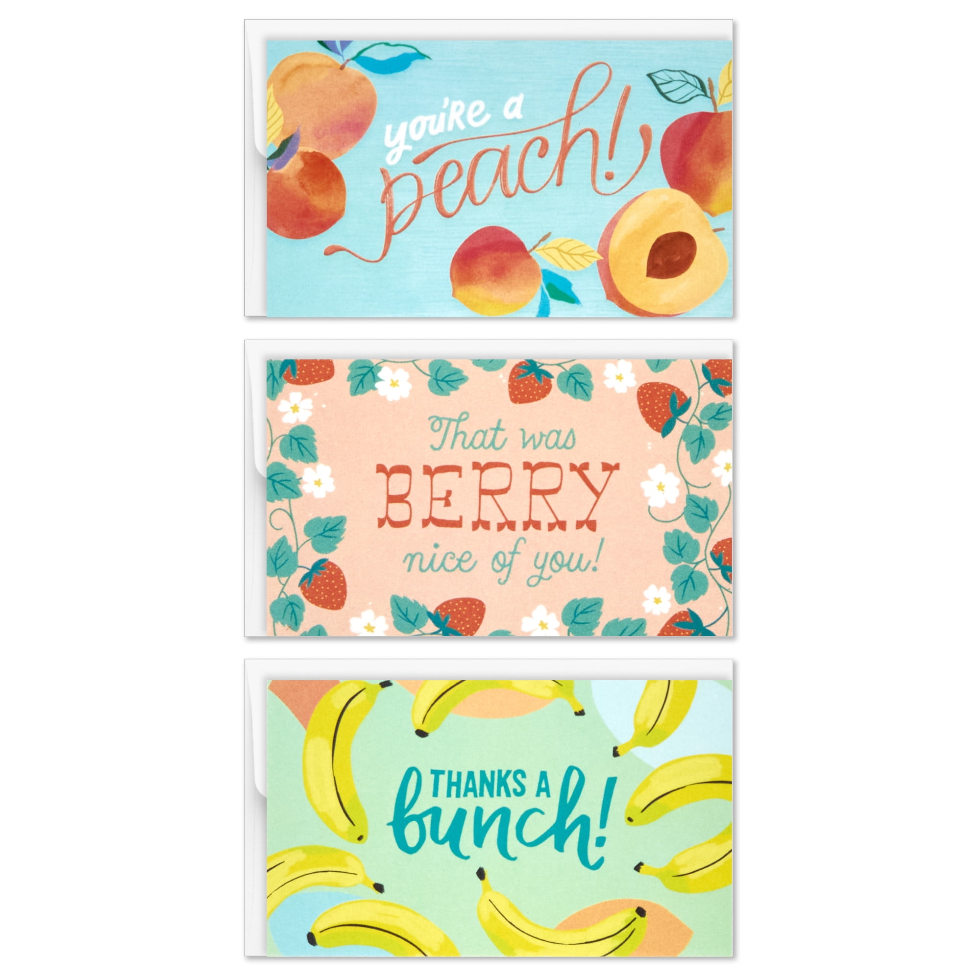 Hallmark Mini Assorted Blank Thank You Notes (Fruity Fun), Pack of 12 ...