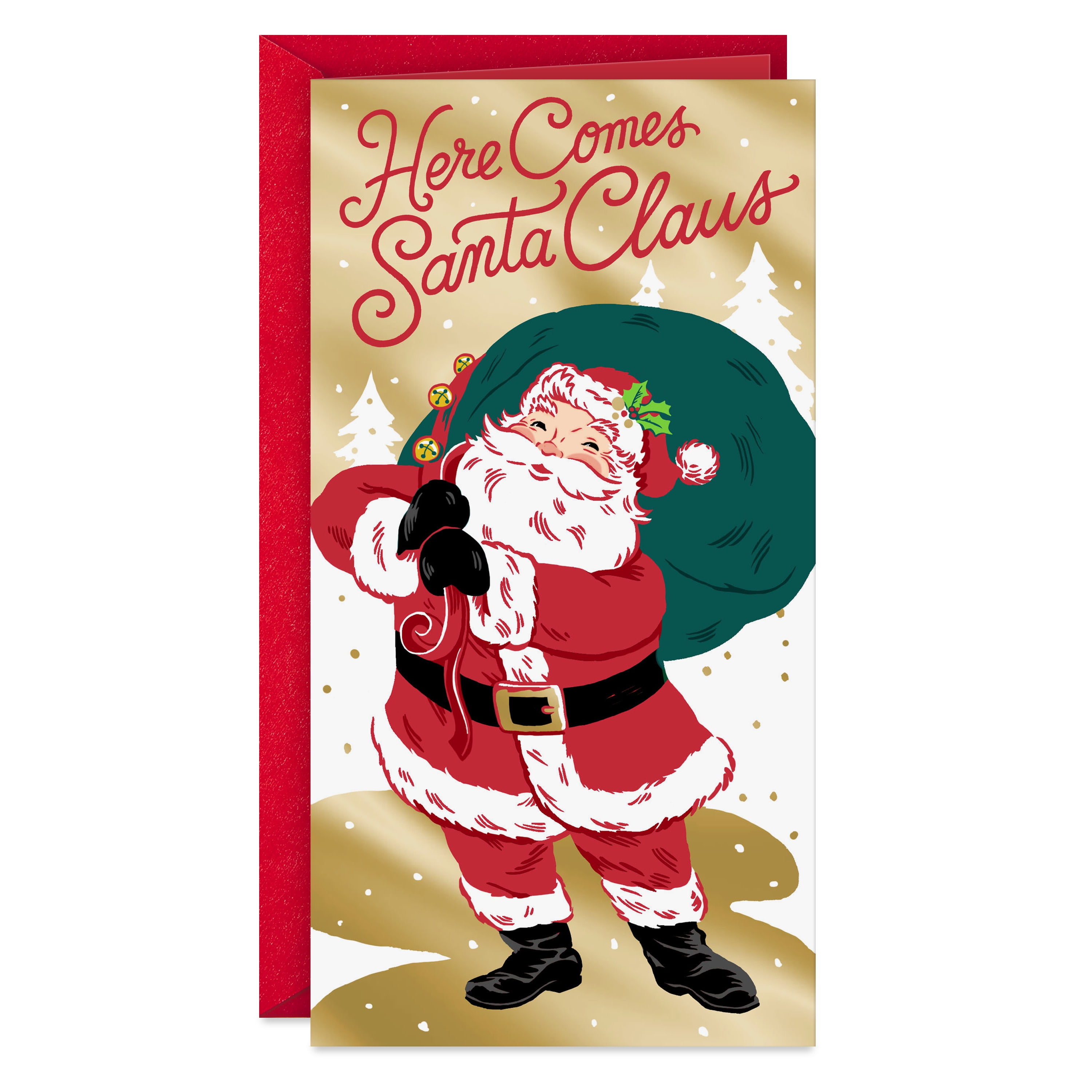Hallmark Money Holder Christmas Greeting Card (Here Comes Santa Claus ...