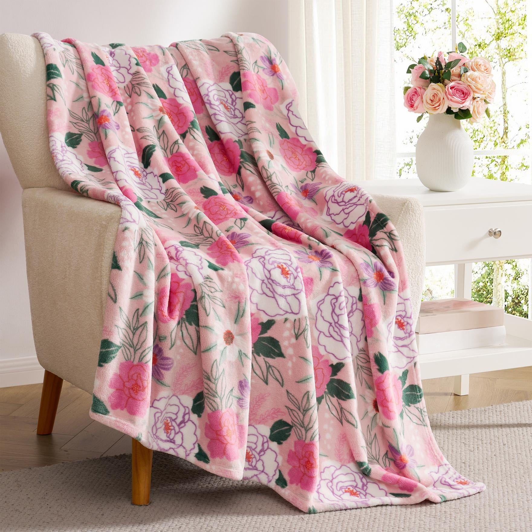Hallmark Multicolor Flourished Love 50" x 70" Plush Throw Blanket ...