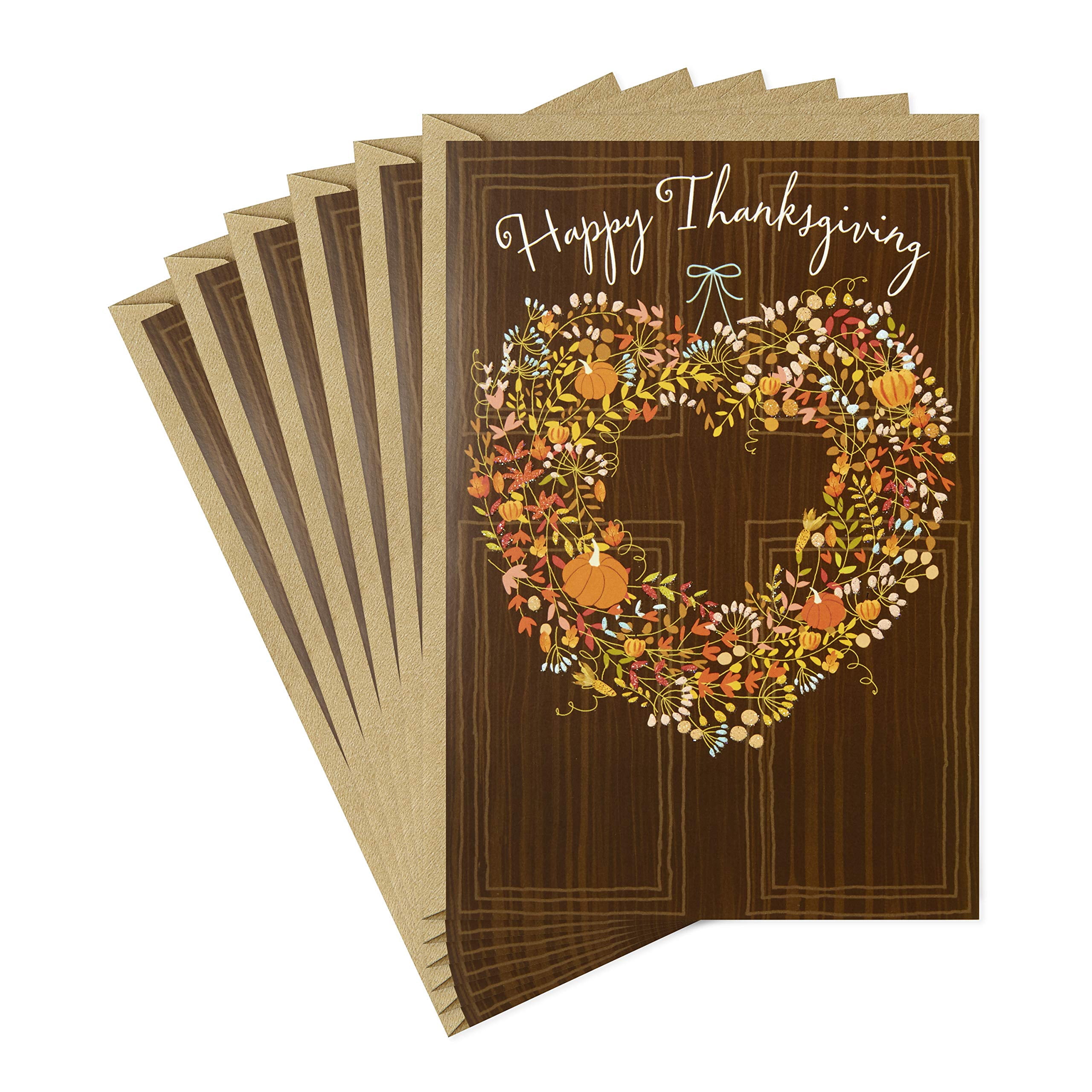 Hallmark Pack of Thanksgiving Cards, Rustic Wreath (6 Cards with ...
