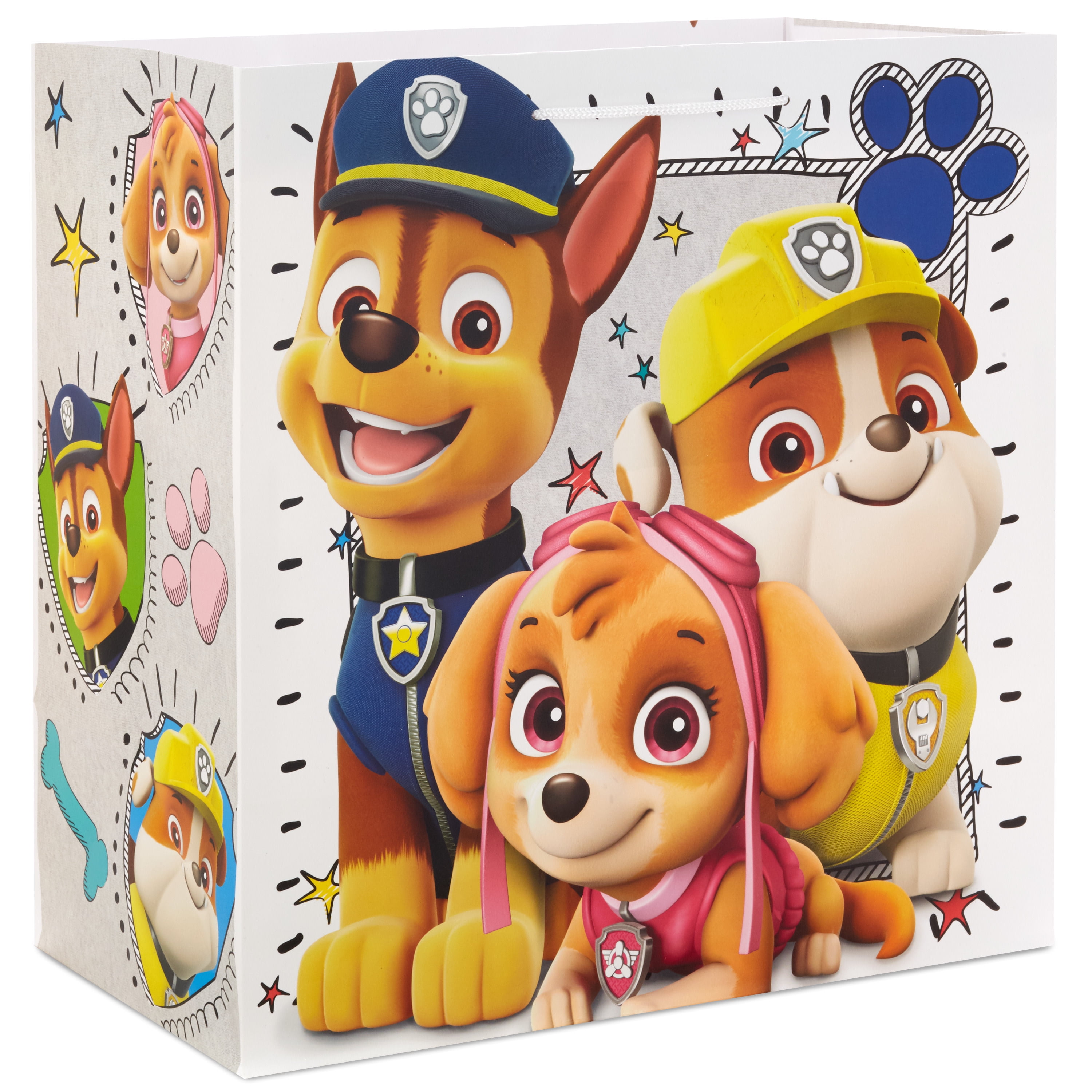 Hallmark Paw Patrol Extra-Deep White Gift Bag (Chase, Skye and Rubble ...