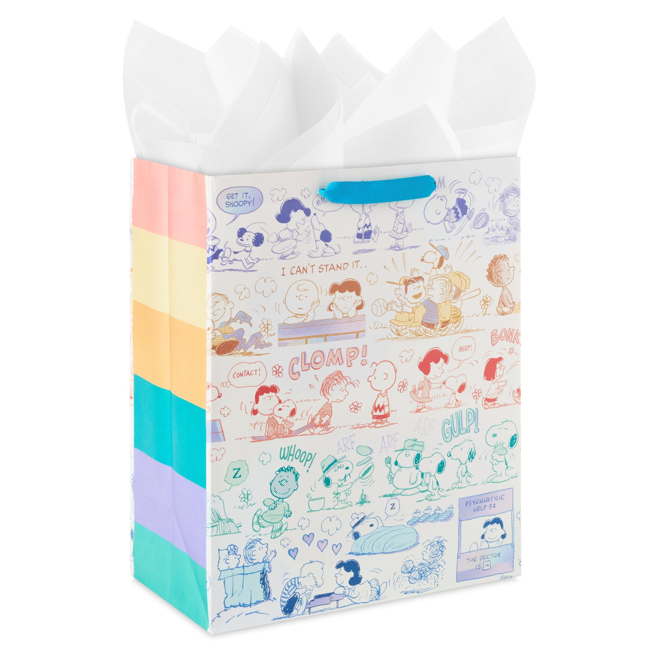 Hallmark Peanuts 13" Large DEF29 Gift Bag with Tissue Paper (Rainbow ...