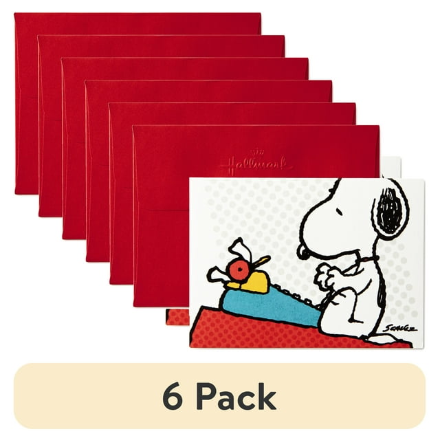 (6 pack) Hallmark Peanuts Blank Cards, Snoopy Typing (10 Cards with ...