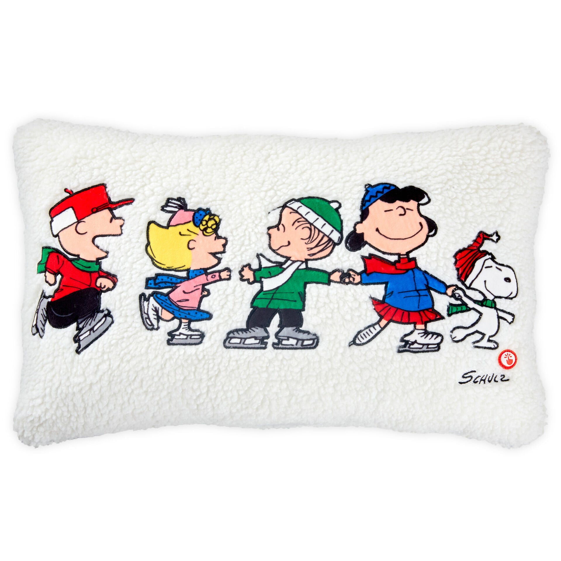 Hallmark Peanuts Gang Ice Skating Light-Up Throw Pillow Charlie Brown ...