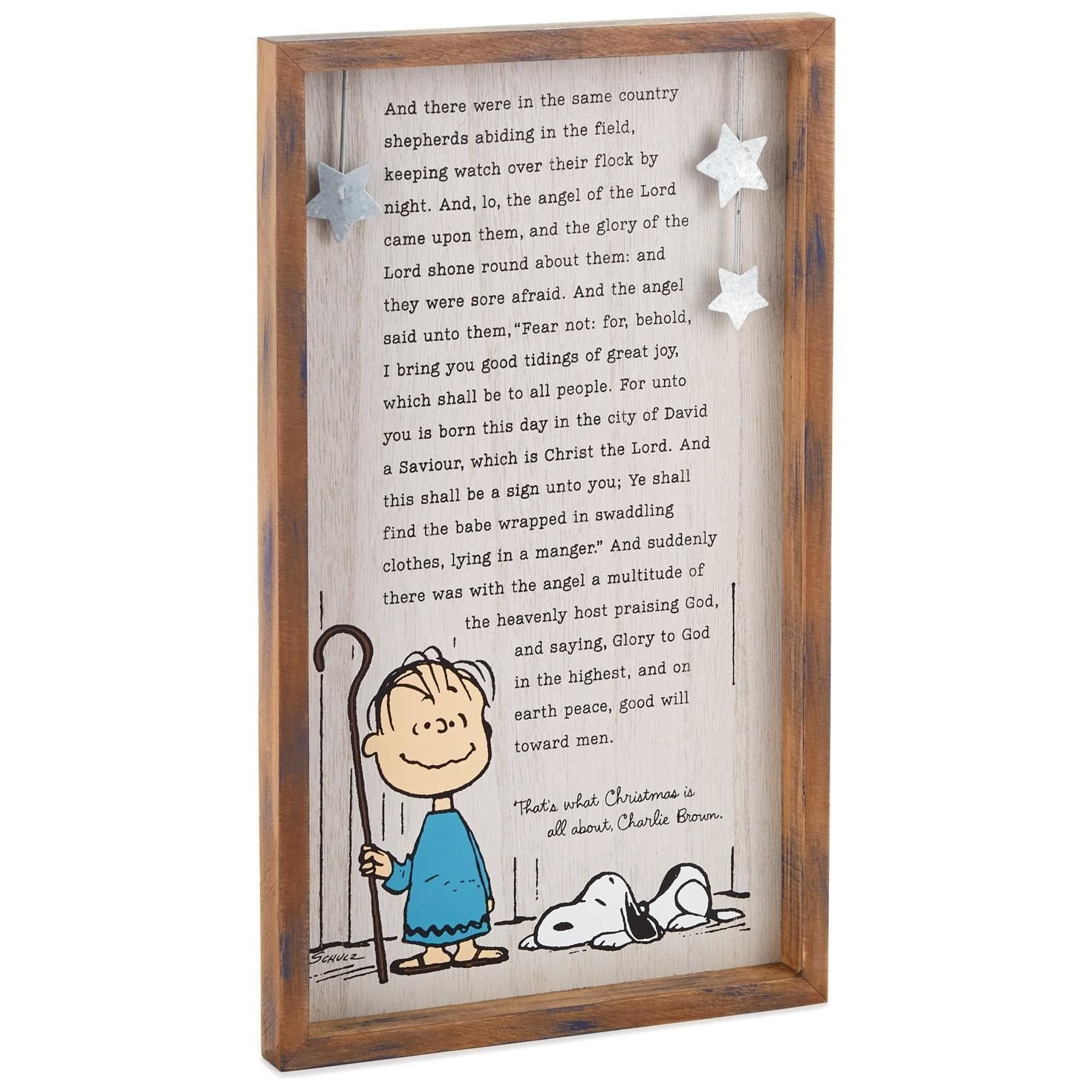 Hallmark Peanuts Linus' Christmas Speech Wood Sign Art Religious ...