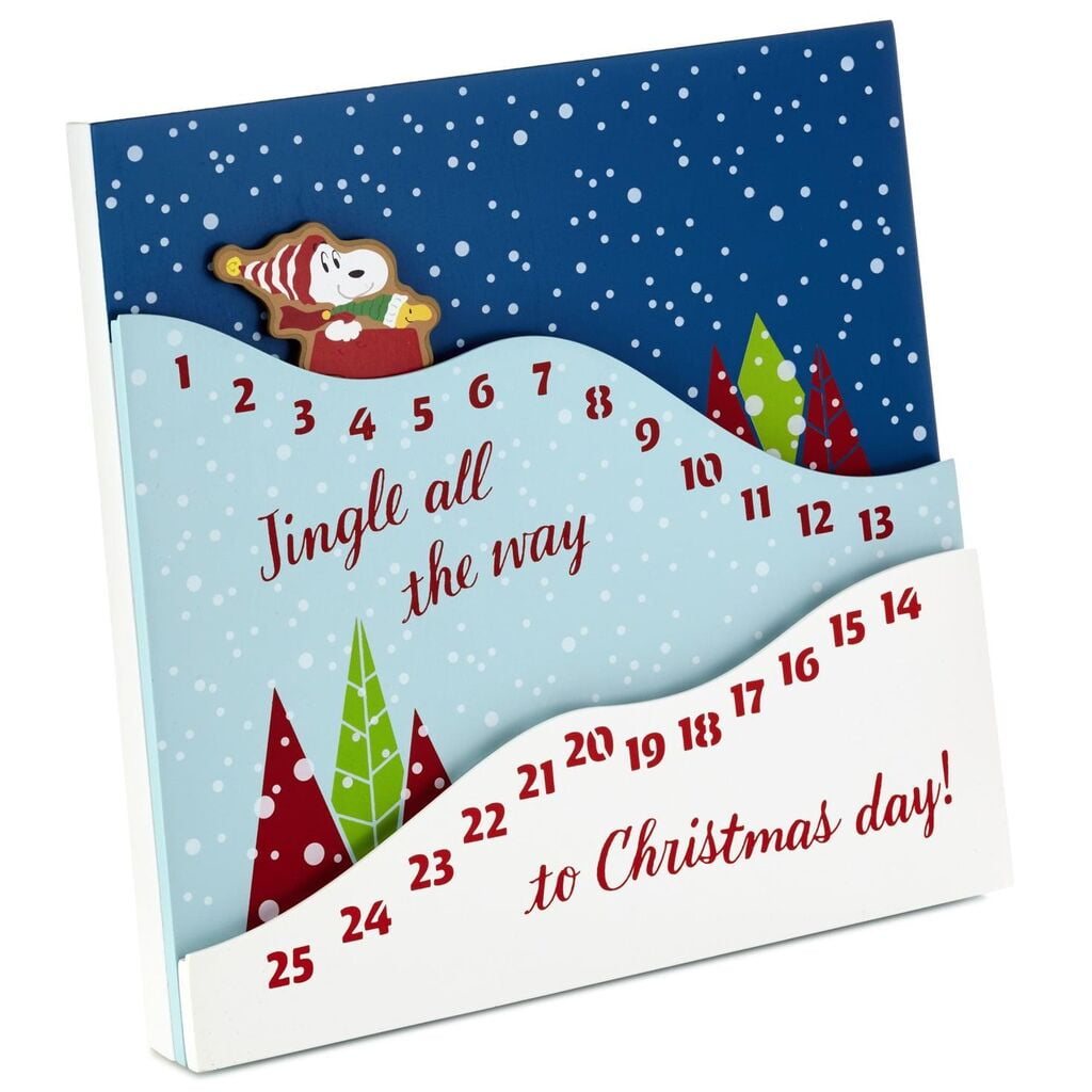 Hallmark Peanuts Sledding Snoopy Christmas Countdown Calendar Wood Sign ...