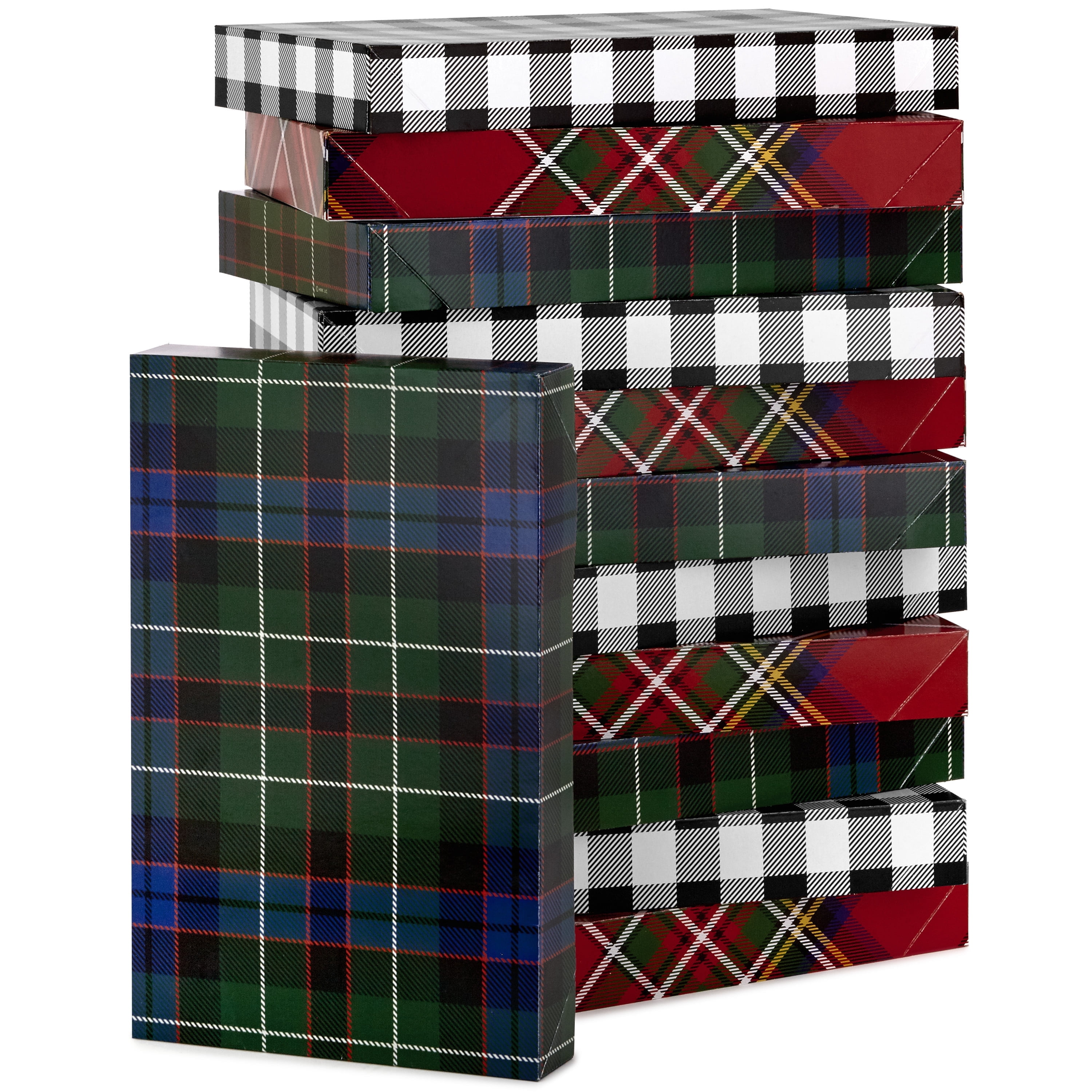 Hallmark Christmas Gift Wrapping Shirt Box Bundle (12 Pack, 3 Plaid ...