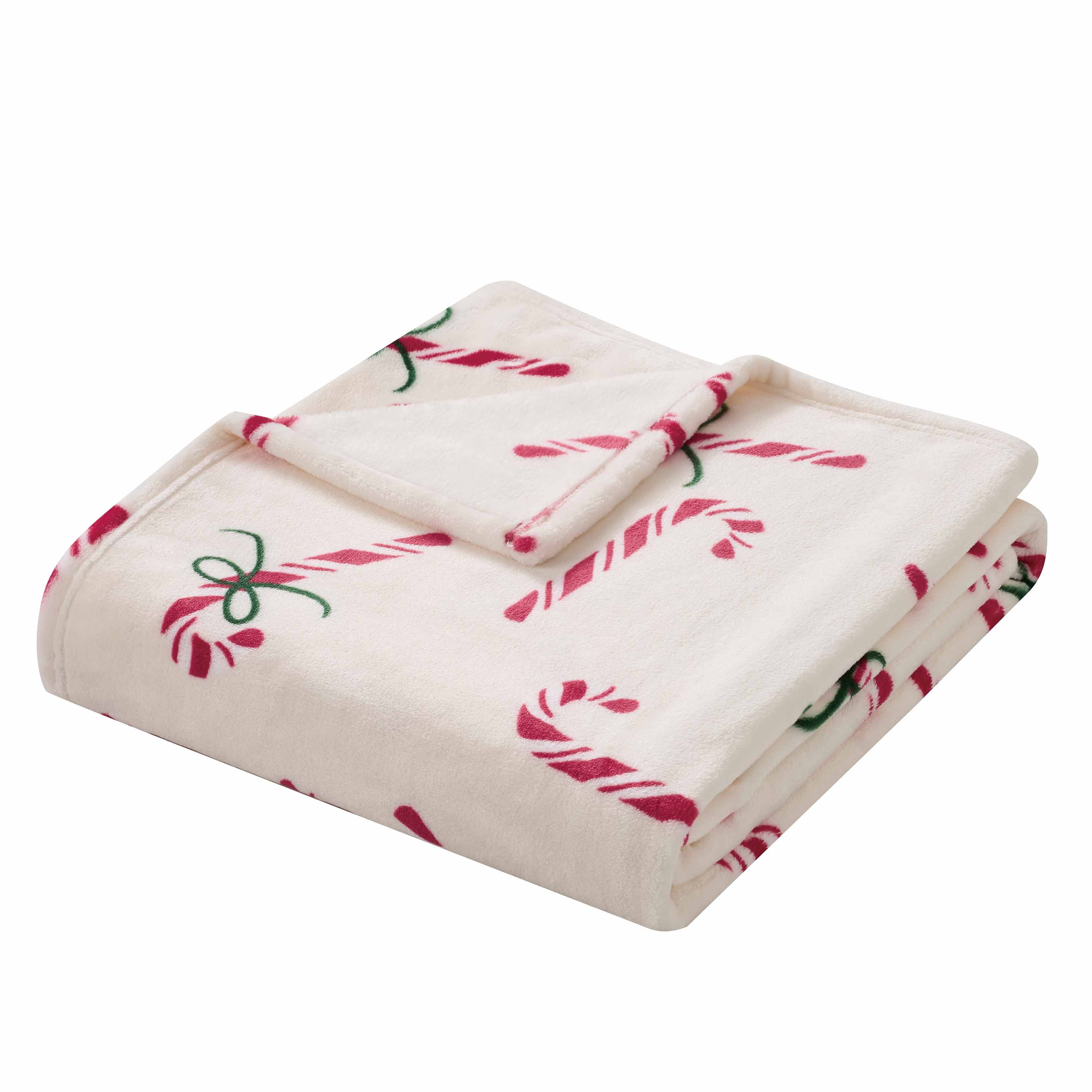 Hallmark Red Candy Canes Plush Throw, 50" x 70" - Walmart.com